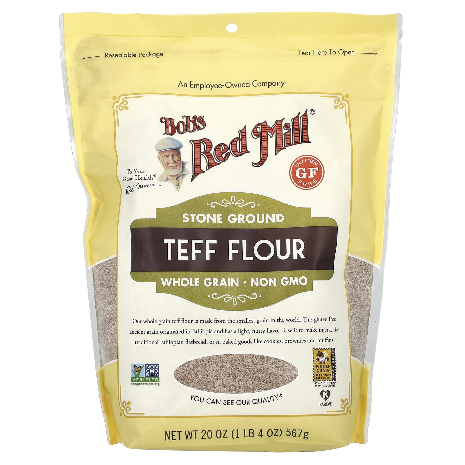 Bob's Red Mill, Teff Flour, Whole Grain, Gluten Free, 20 oz ( 567 g)