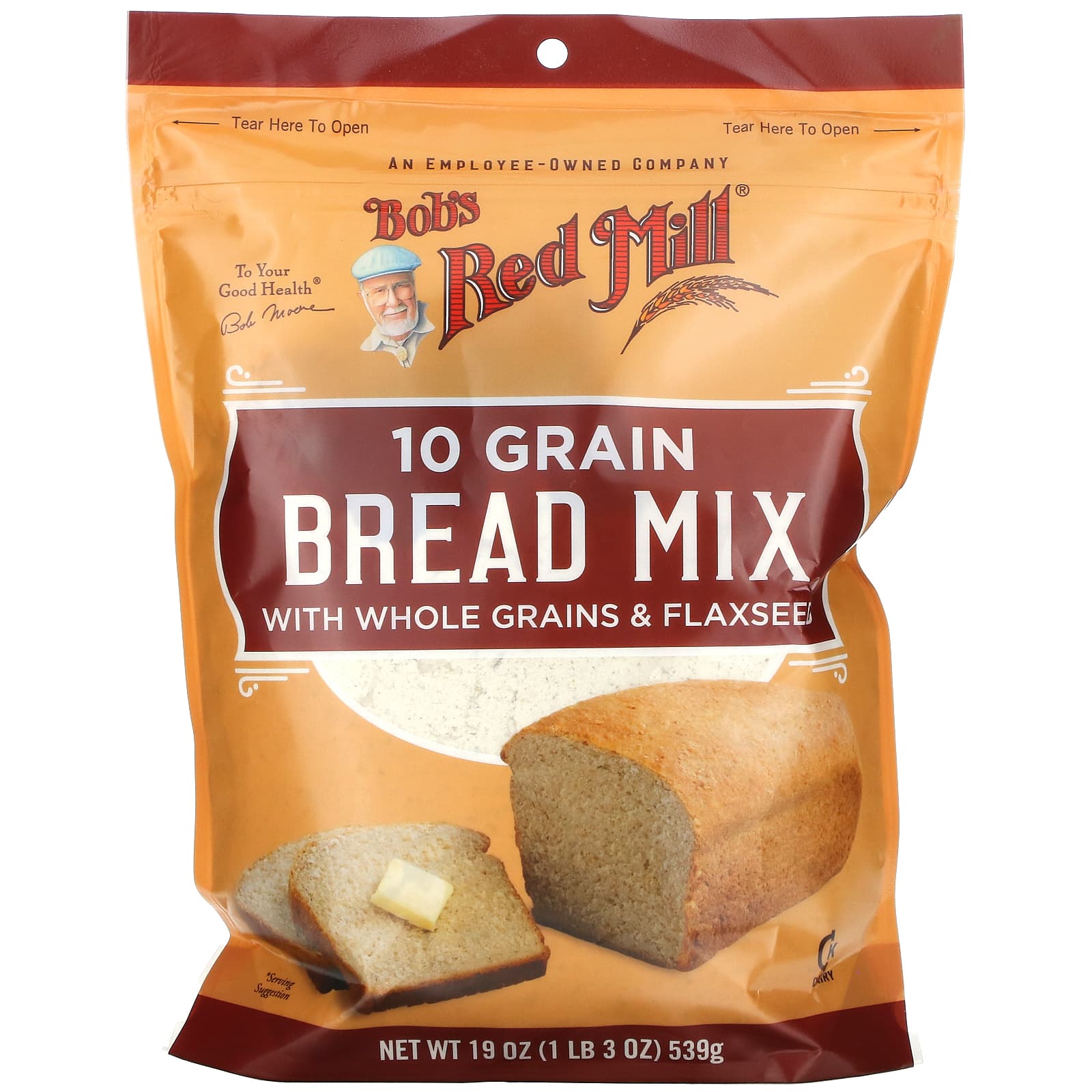 Bob's Red Mill, 10 Grain Bread Mix with Whole Grains & Flaxseed, 19 oz ...