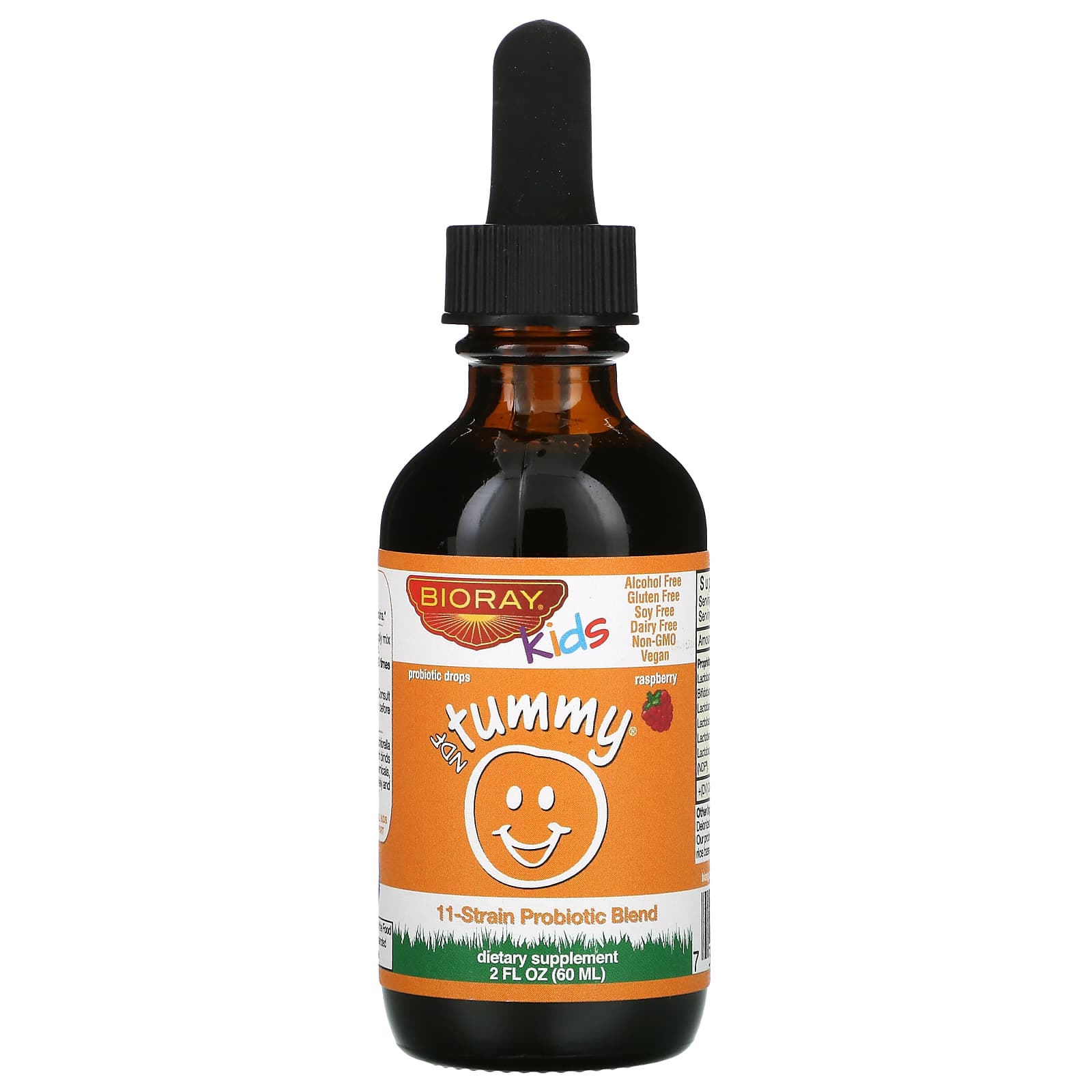 Bioray Inc., Kids, NDF Tummy, 11-Strain Probiotic Blend, Raspberry, 2 ...