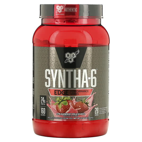 BSN, Syntha-6 Edge, 프로틴 파우더 드링크 믹스, 딸기 밀크셰이크, 1.06kg(2.34lb)