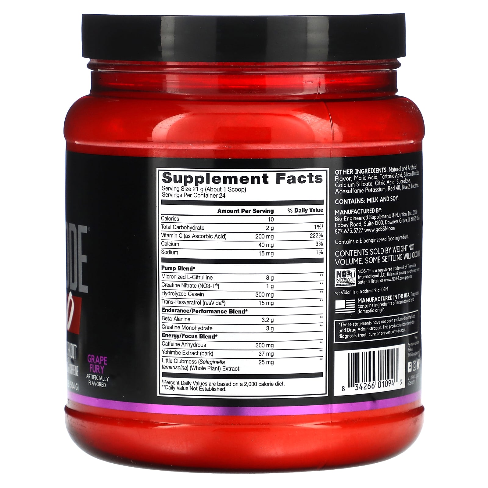 BSN, No-Xplode VASO, Ultimate Pump Pre-Workout, Grape Fury, 1.11 lb (504 g)