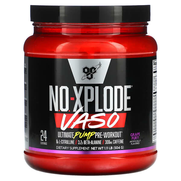 BSN, No-Xplode VASO, Ultimate Pump Pre-Workout, Grape Fury, 1.11 lb (504 g)