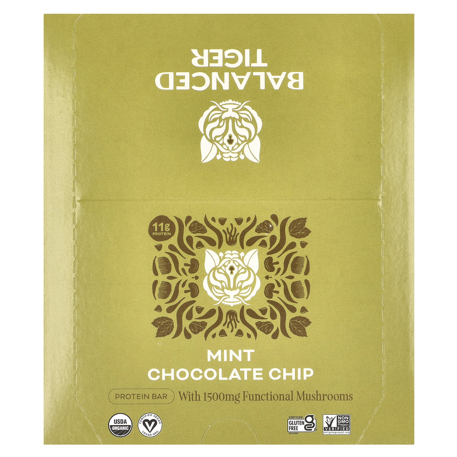 Balanced Tiger, Protein Bar, Mint Chocolate Chip, 12 Bars, 1.55 oz (44 ...