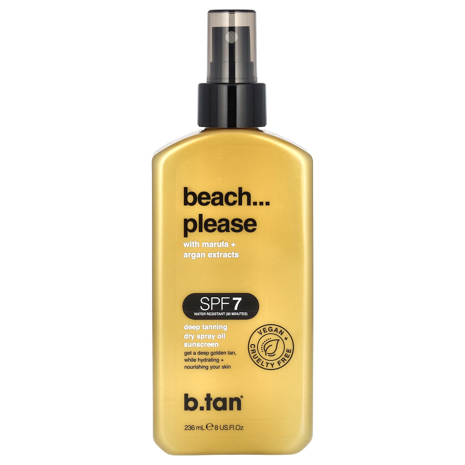 b.tan, Beach...Please, Dry Spray Oil Sunscreen, SPF 7, Deep Tanning, 8 ...