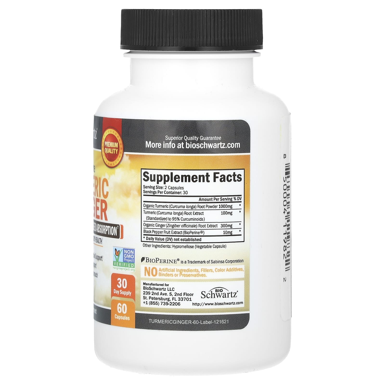 Bioschwartz Ultra Pure Turmeric Ginger Bioperine For Increased
