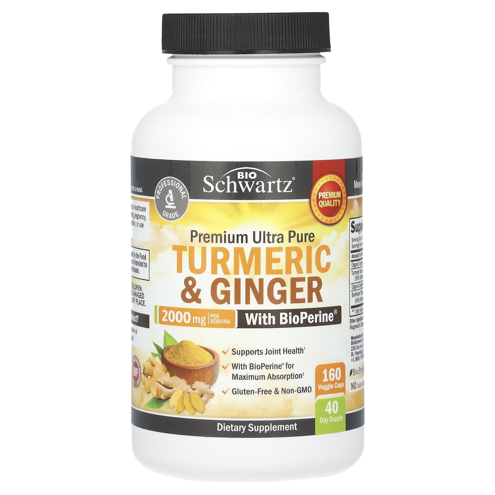 BioSchwartz, Premium Ultra Pure Turmeric & Ginger With BioPerine, 2,000 ...