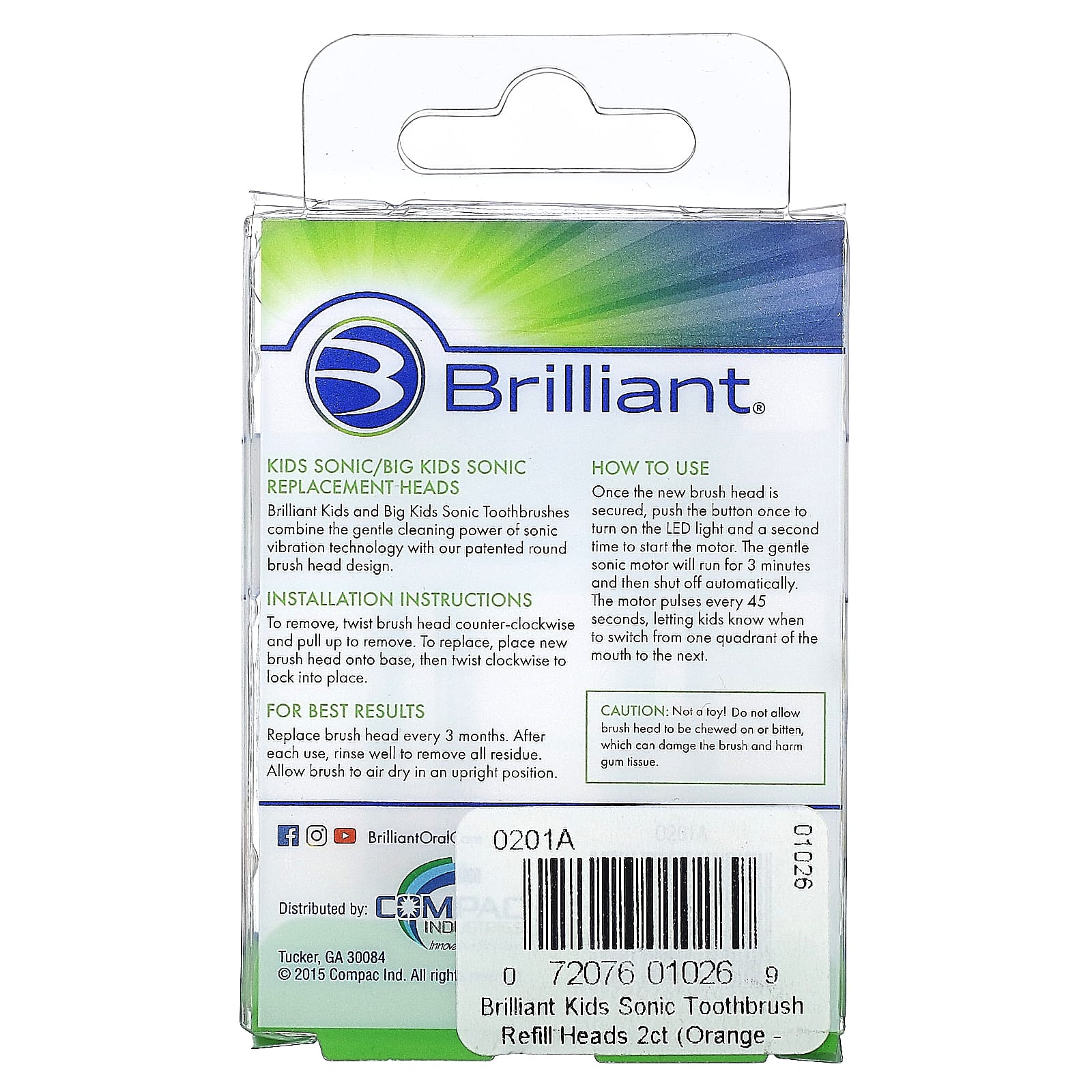 Baby Buddy, Brilliant, Kids Sonic Refill Heads, 5+ Years, Orange, 2 ...