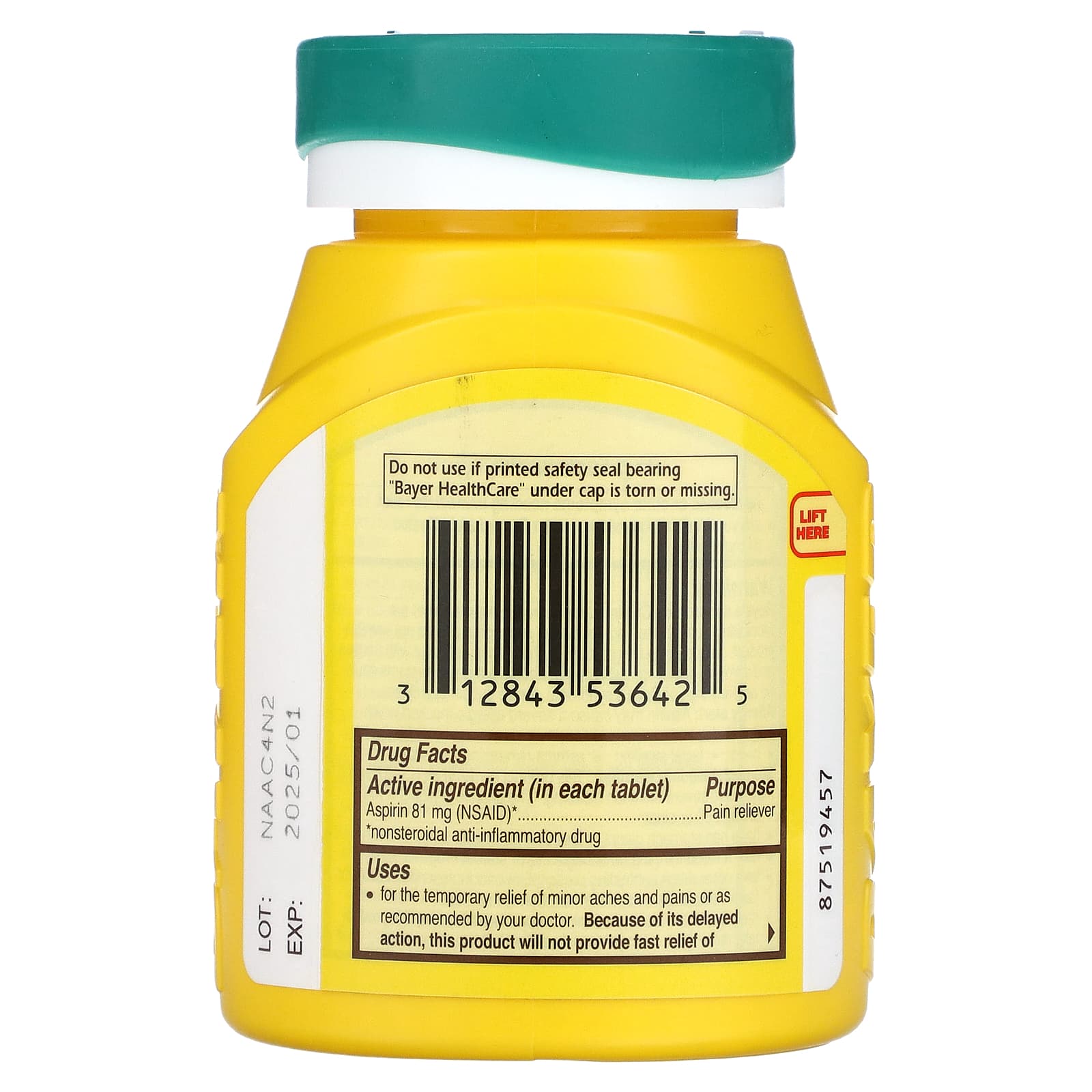 Bayer, Safety Coated Aspirin Regimen, Low Dose, 81 mg, 300 Enteric ...