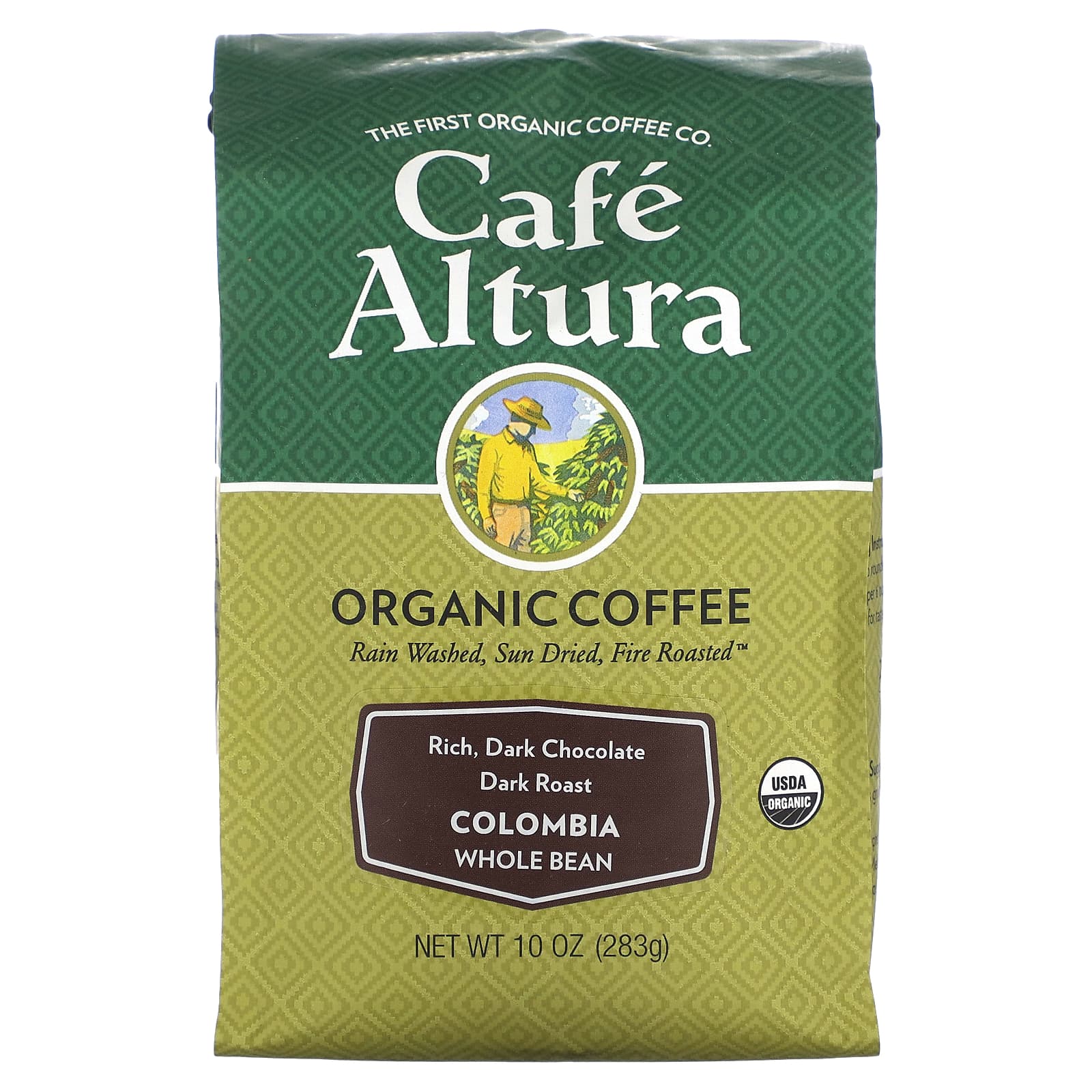 Cafe Altura, Organic Coffee, Colombia, Whole Bean, Dark Roast, 10 oz ...