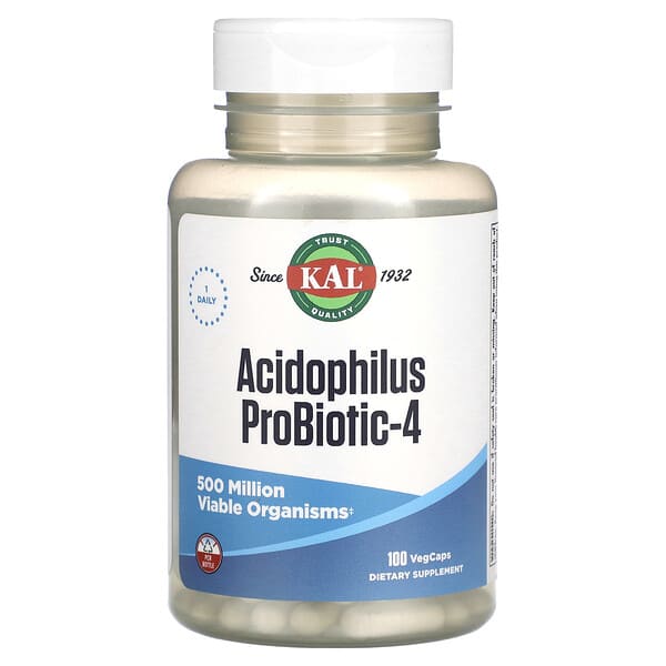 KAL, Acidophilus Probiotic-4, 100 VegCaps