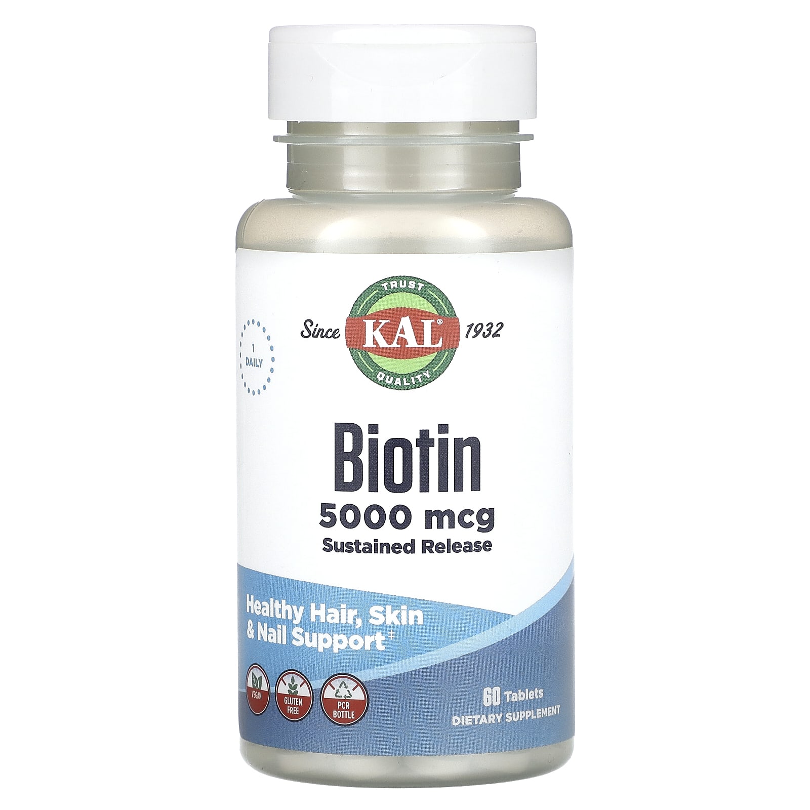 KAL, Biotin, Sustained Release, 5,000 mcg, 60 Tablets