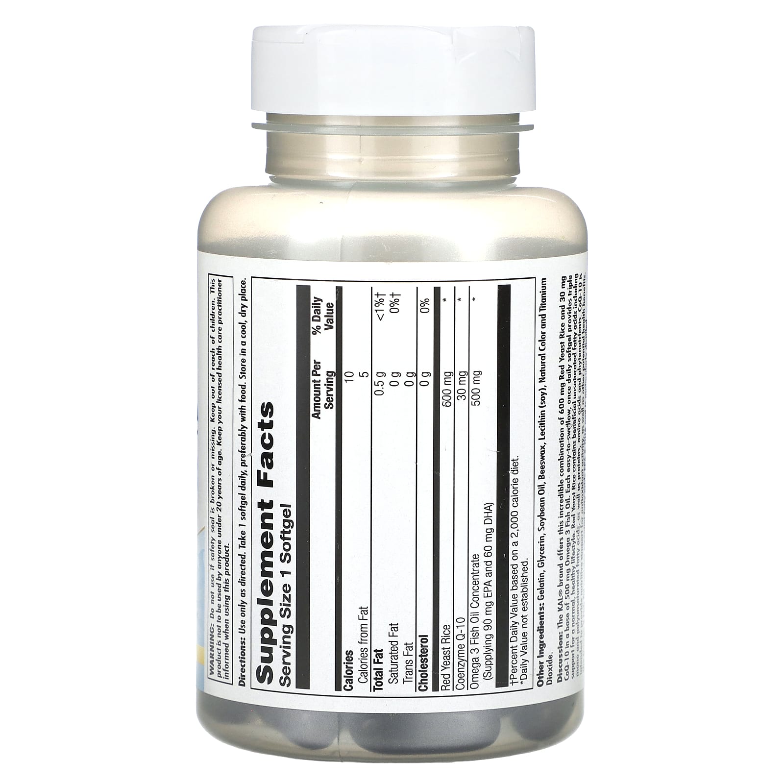 KAL, Red Yeast Rice, CoQ-10, Omega 3, 60 Softgels