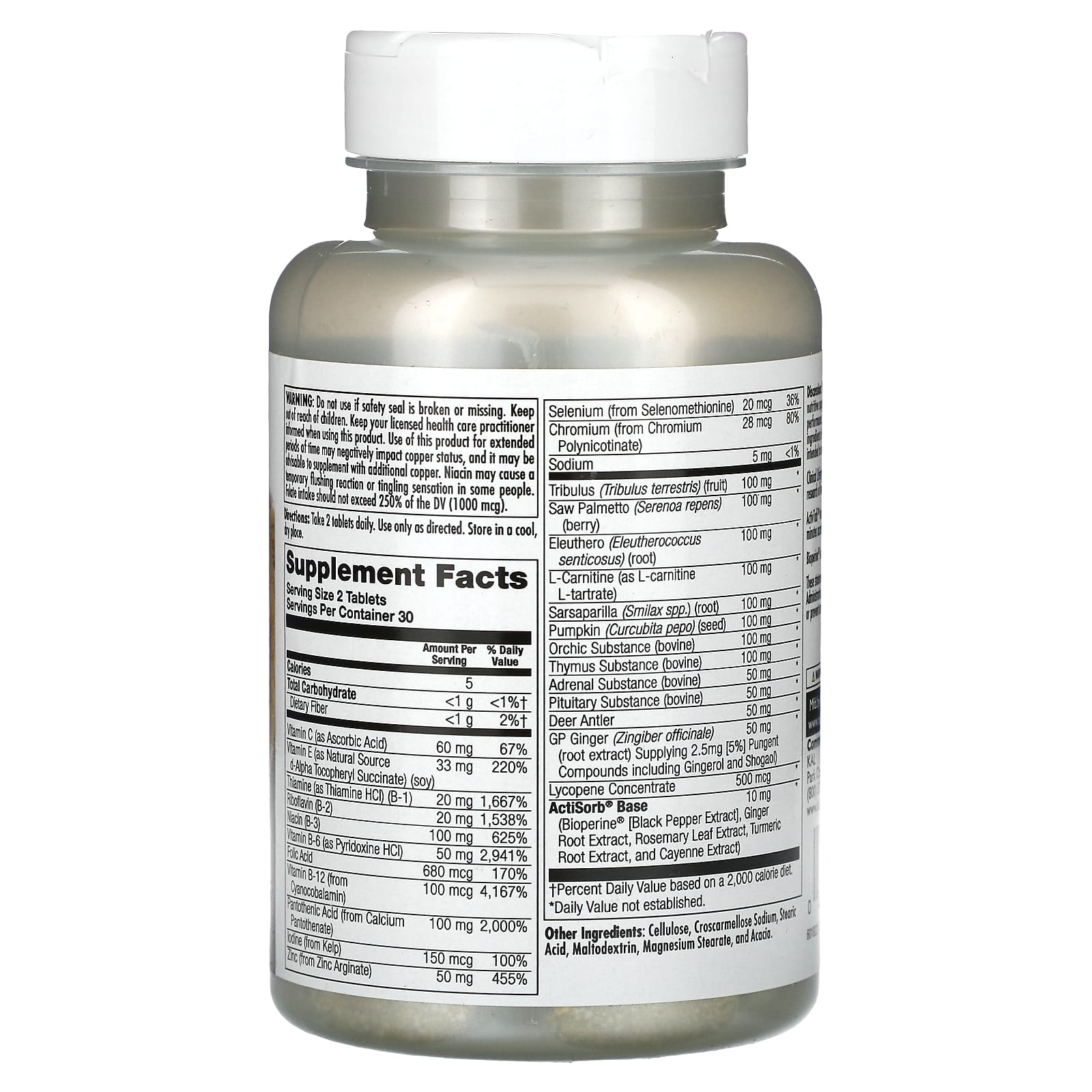 KAL, Virility for Men, 60 Tablets