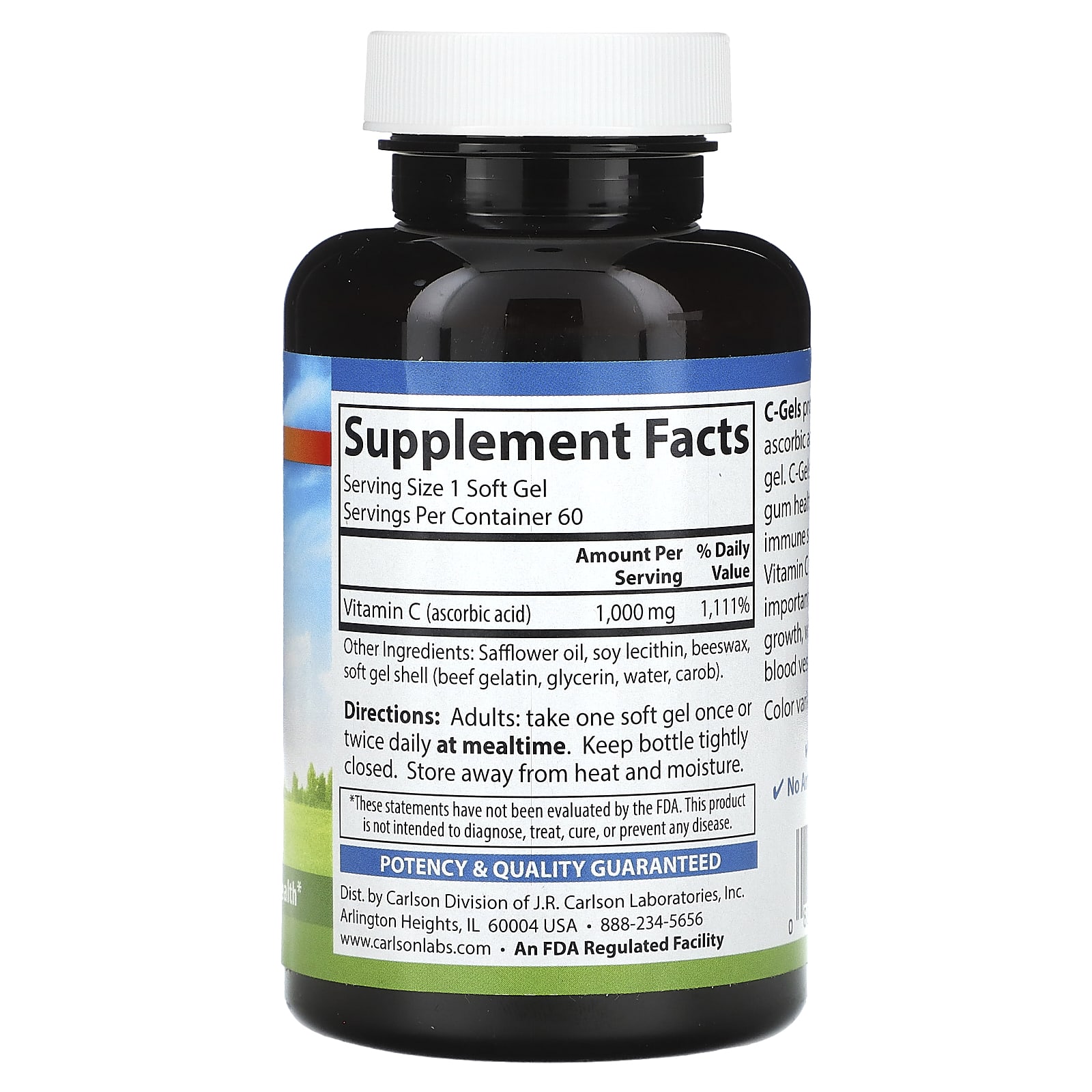 Carlson, C-Gels, Vitamin C, 1,000 mg, 60 Soft Gels