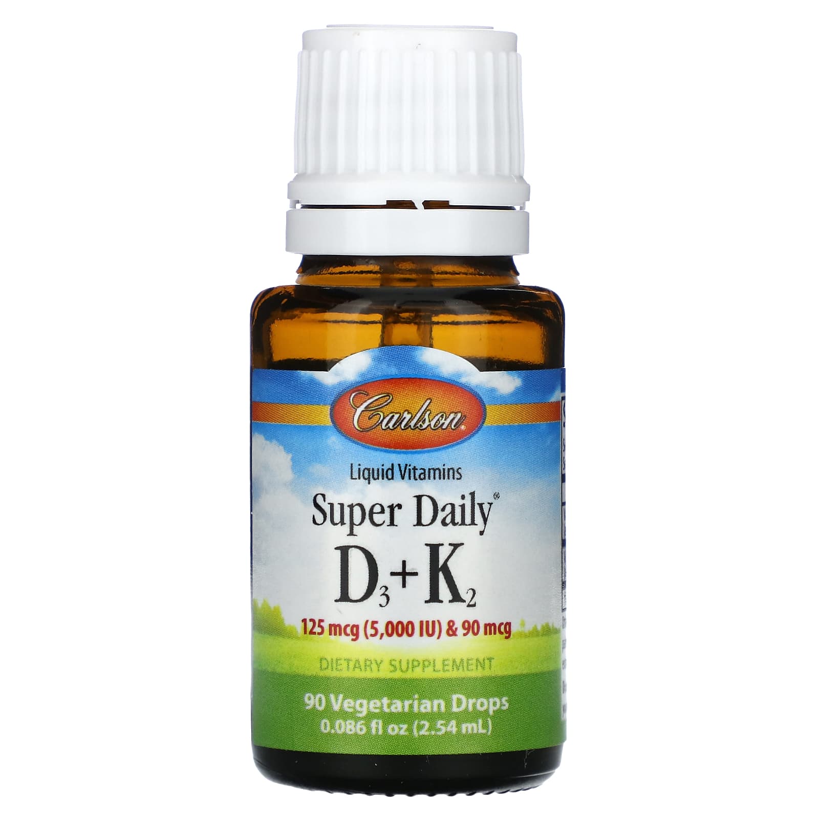 Carlson, Super Daily D3 + K2, 125 mcg (5,000 IU) & 90 mcg, 90 ...