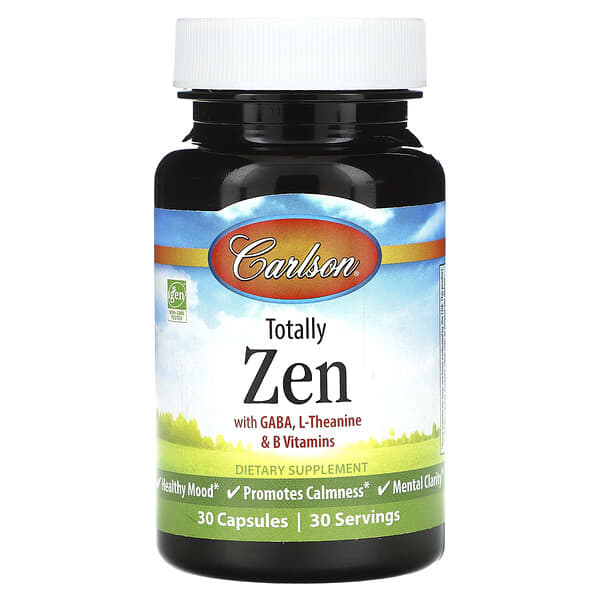 Carlson, Totally Zen with GABA, L-Theanine & B Vitamins, 30 Capsules