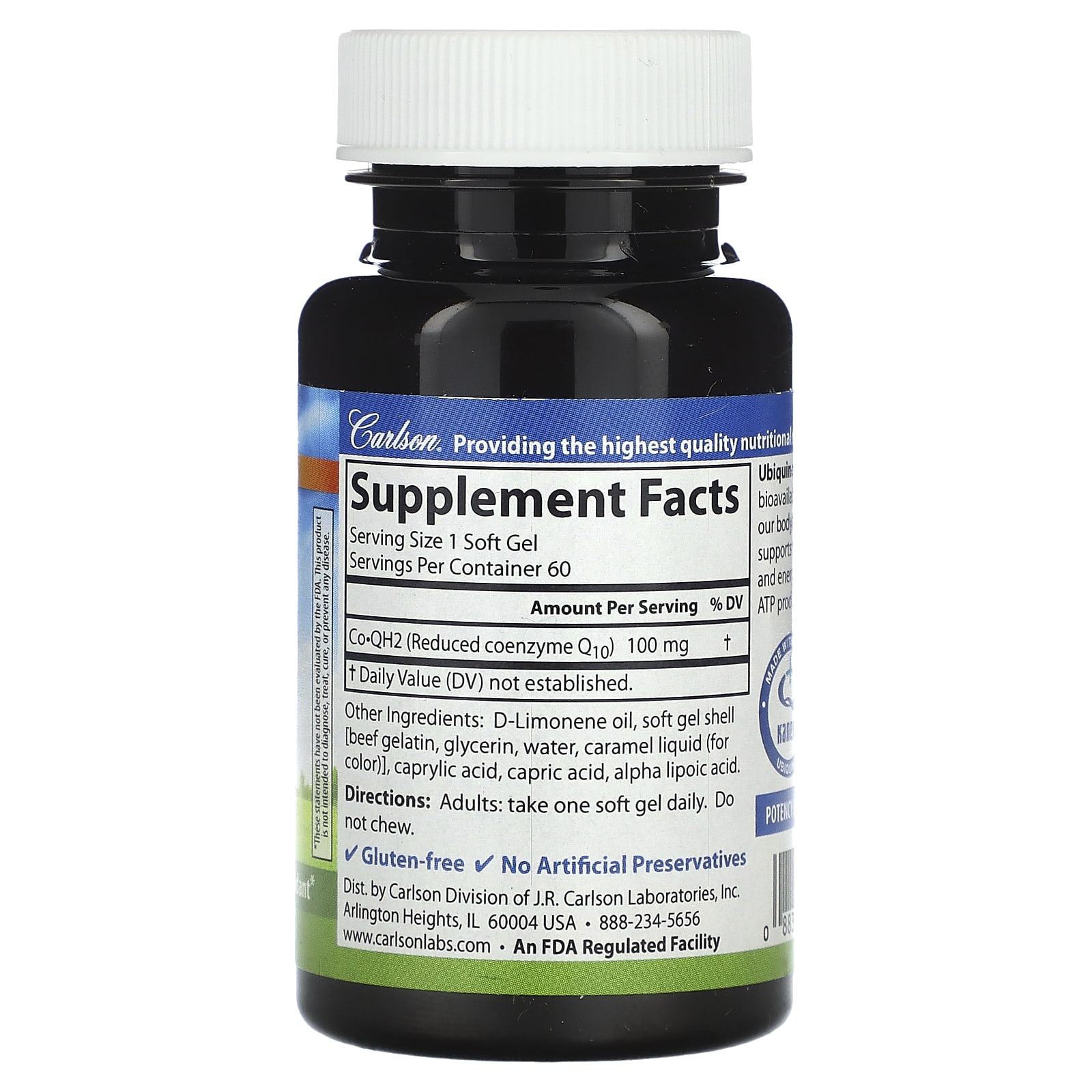 كارلسون‏, QH2 Ubiquinol ، 100 ملجم ، 60 كبسولة هلامية