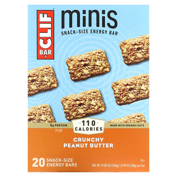 Clif Bar, Minis, Snack-Size Energy Bar, Crunchy Peanut Butter, 20 Bars ...