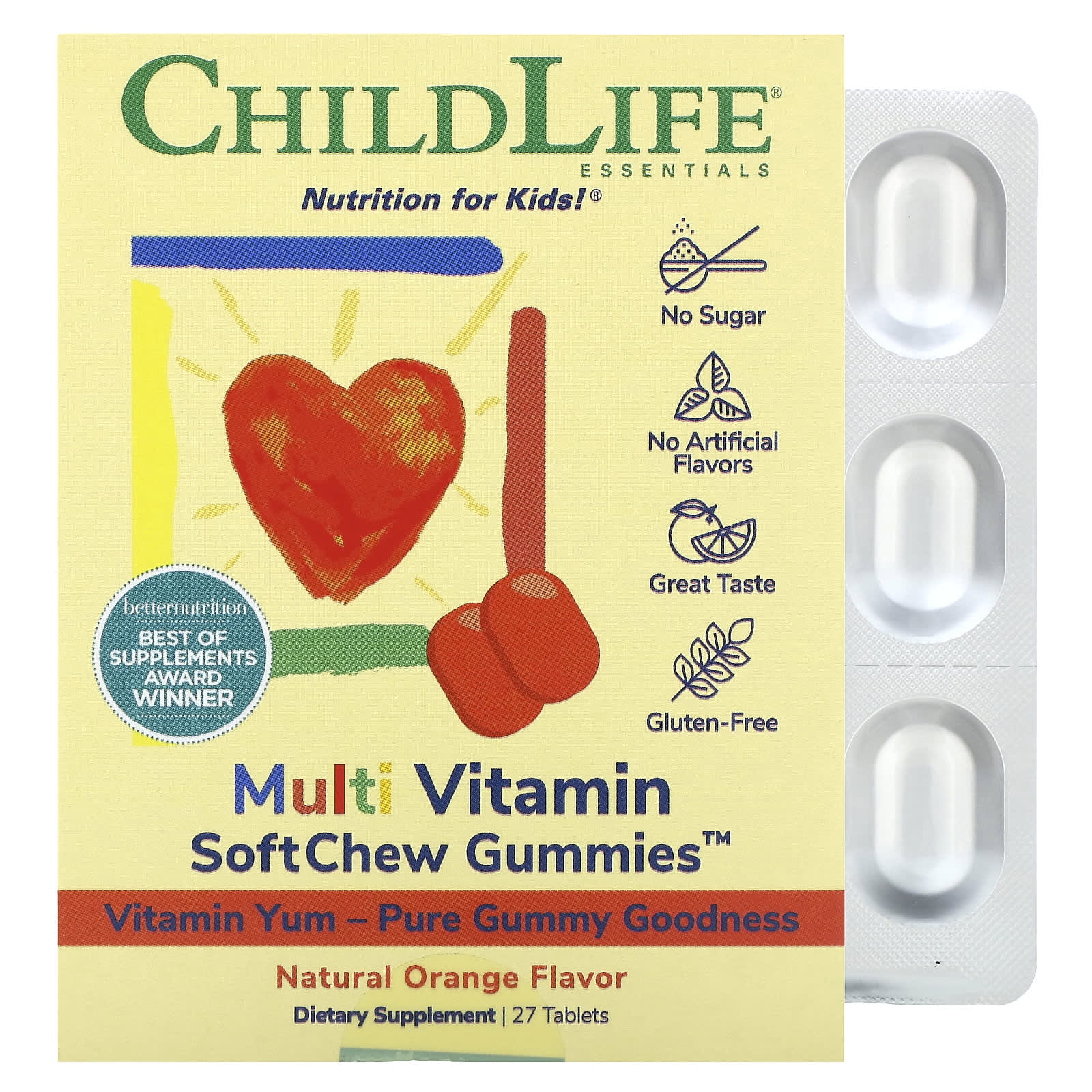 ChildLife Essentials, Multi Vitamin SoftChew Gummies, Natural Orange ...