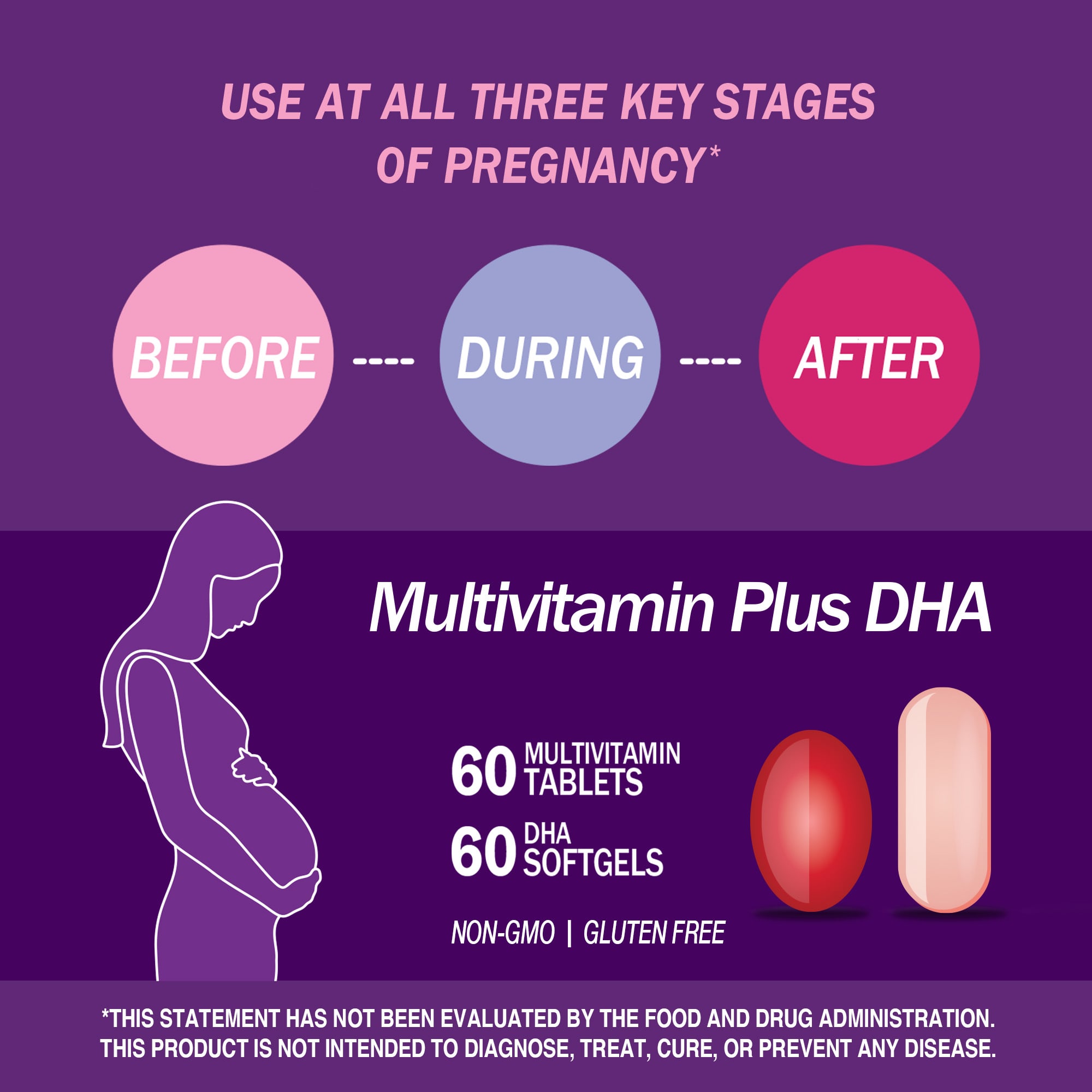 21st Century, Prenatal Multivitamin Plus DHA, 2 Bottles, 60 Tablets ...