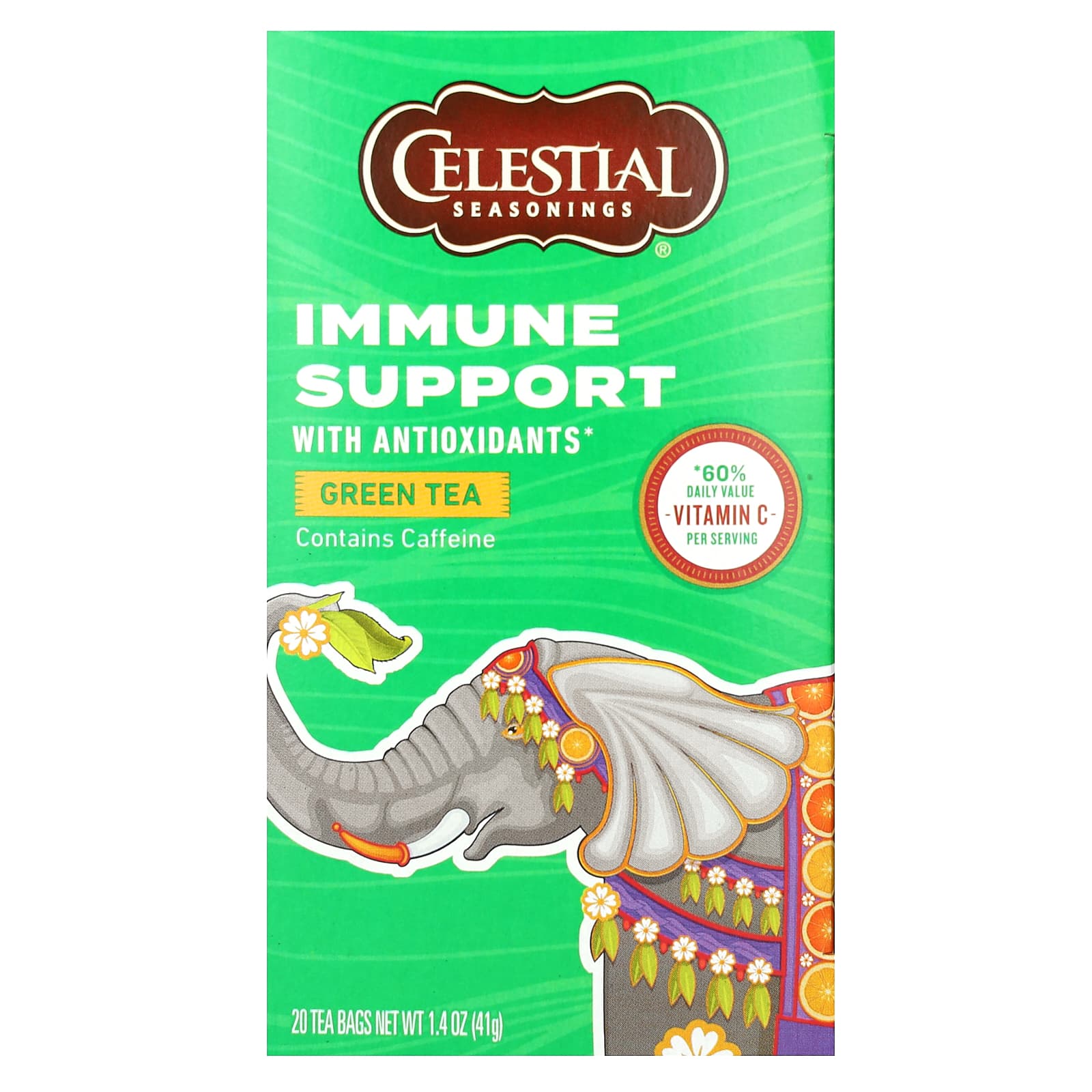 Celestial Seasonings, Green Tea, Immune Support with Antioxidants, 20 ...