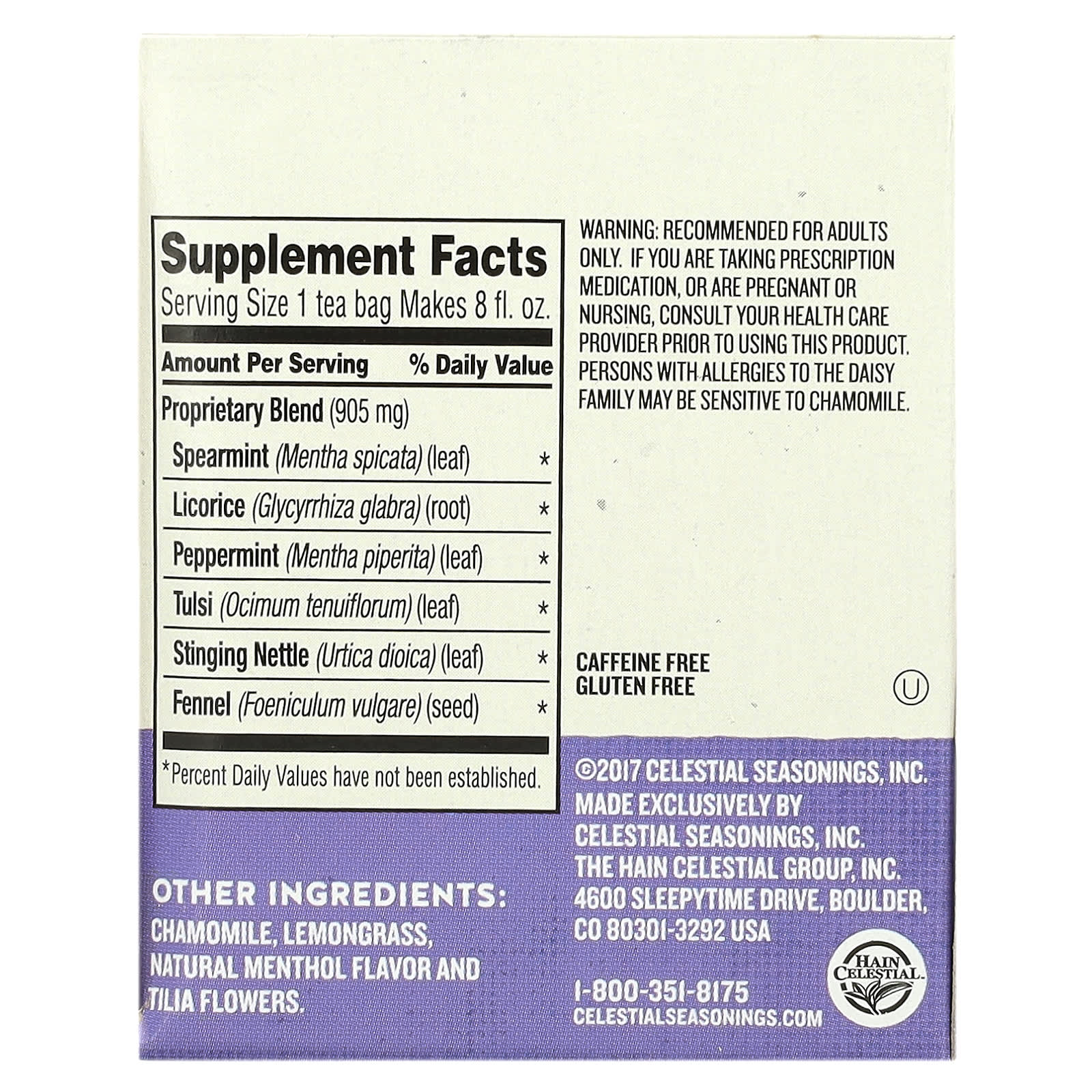 Celestial Seasonings, Wellness Tea, Sleepytime Sinus Soother, Caffeine ...