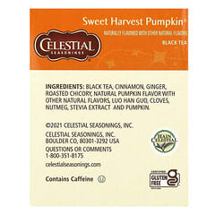 Celestial Seasonings, Black Tea, Sweet Harvest Pumpkin, 18 Tea Bags, 2 ...