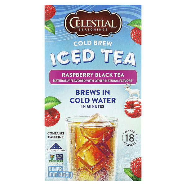 Celestial Seasonings, Cold Brew Iced Tea, Raspberry Black Tea, 18 Tea ...