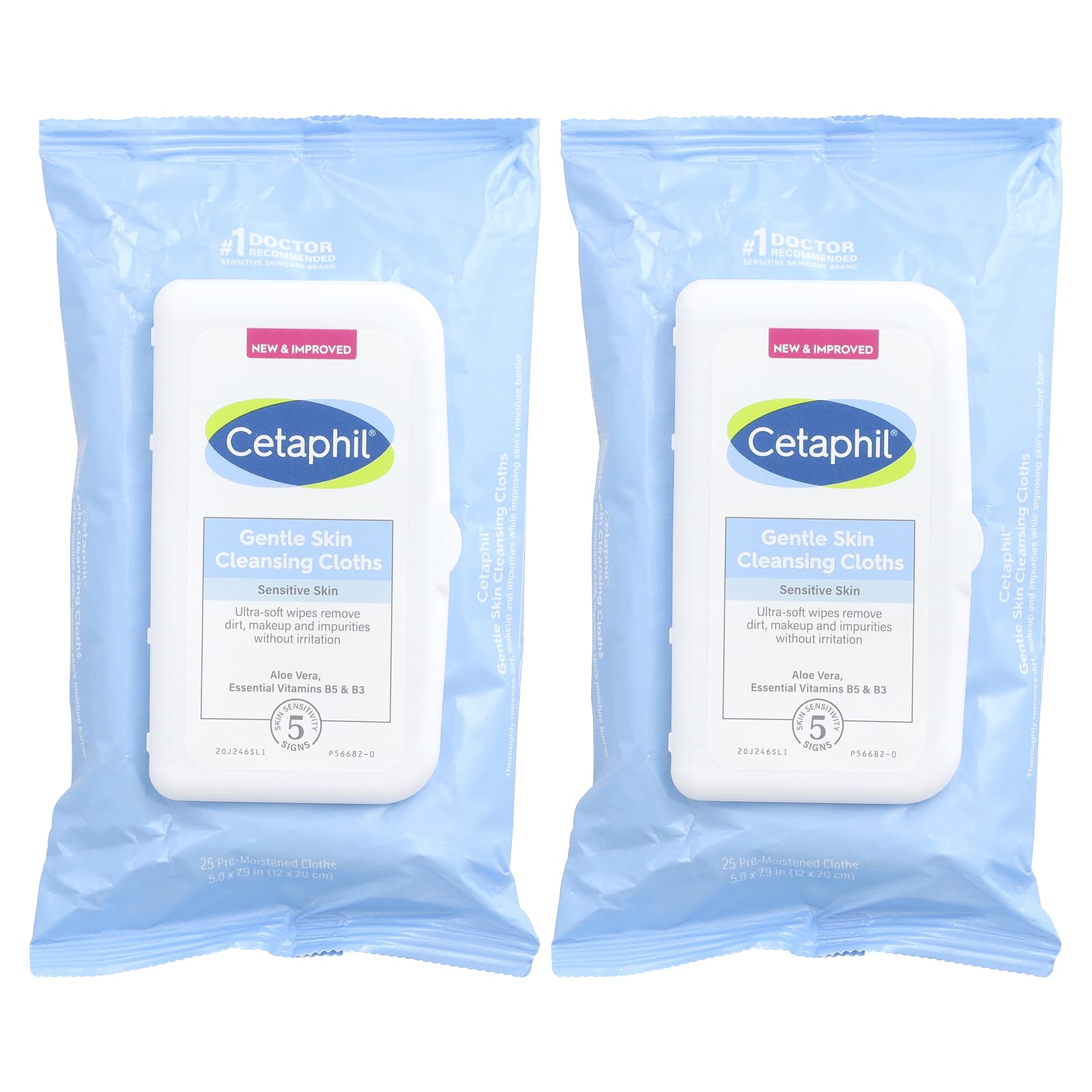 Cetaphil, Gentle Skin Cleansing Cloths, Fragrance Free, 2 Packs, 25 Pre ...
