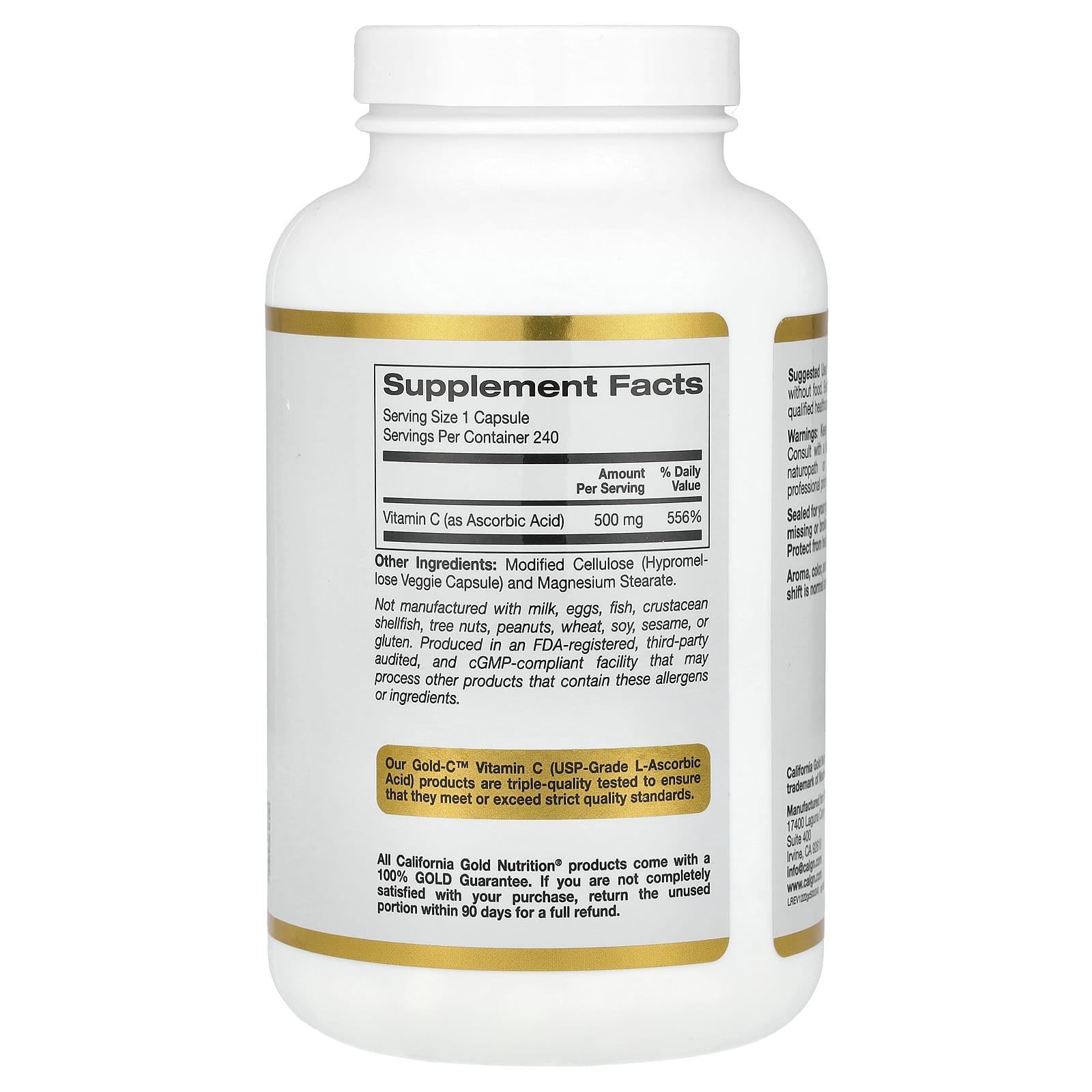 California Gold Nutrition, Gold C, USP Grade Vitamin C, 500 mg, 240 ...