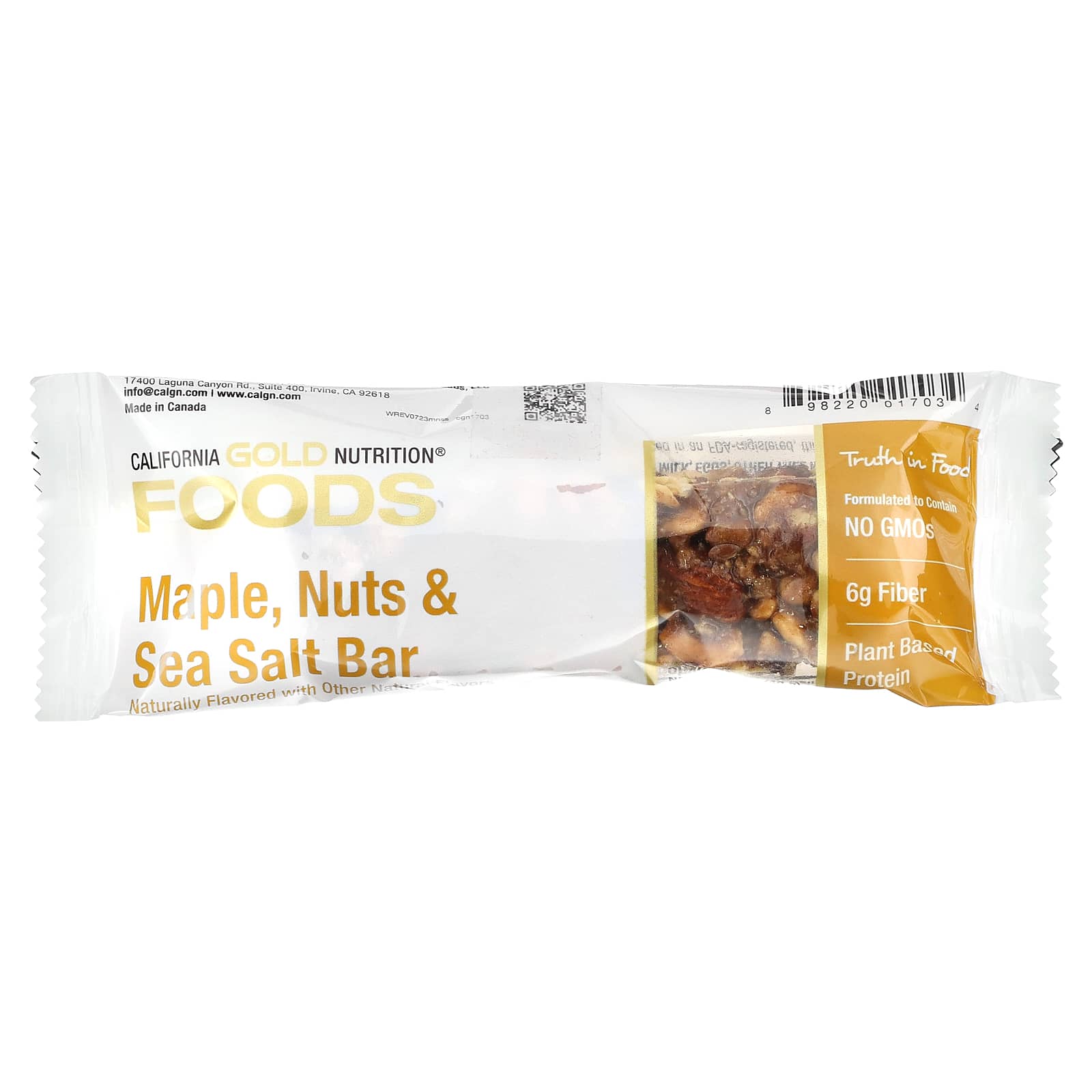 California Gold Nutrition, Foods, Maple Sea Salt Bars, 12 Bars, 1.4 oz ...