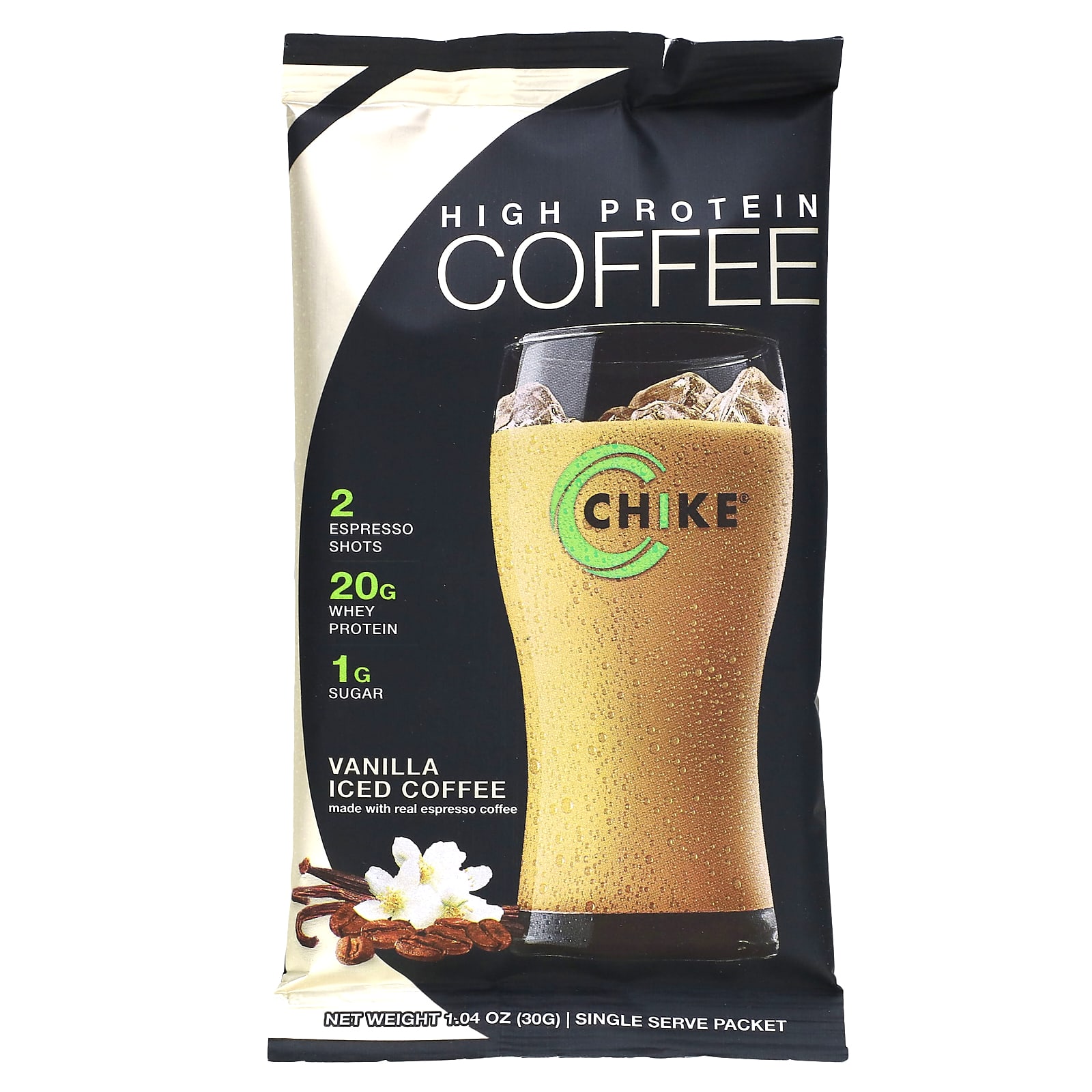 Chike Nutrition, High Protein Iced Coffee, Vanilla, 12 Packets, 1.04 oz ...
