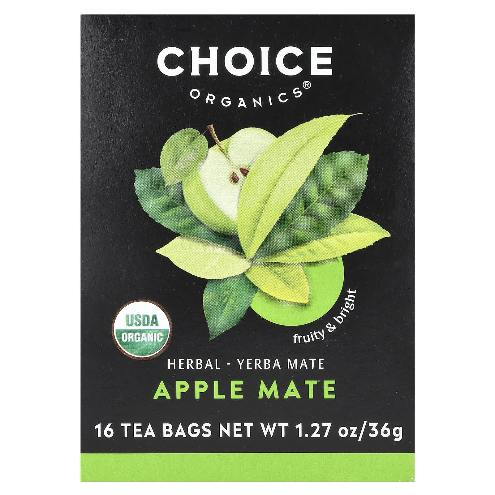 Choice Organic Teas, Herbal Yerba Mate, Apple Mate, 16 Tea Bags, 1.27 ...