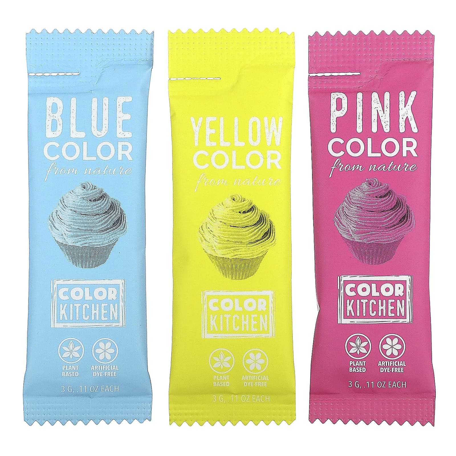 ColorKitchen, Food Colors From Nature（フードカラーズフロムネイチャー）、マルチカラー、3袋、各3g（0. ...
