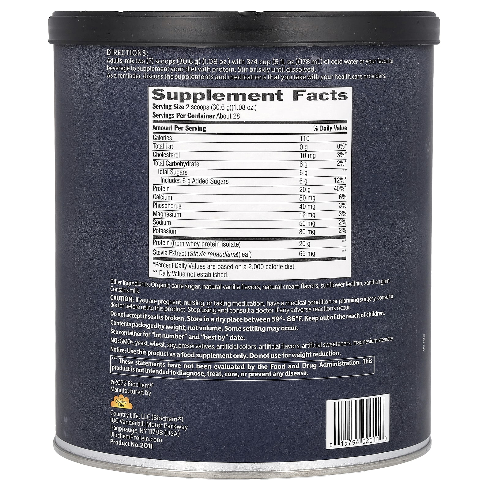 Biochem, 100% Whey Isolate Protein Powder, Vanilla, 1.8 lbs (857 g)