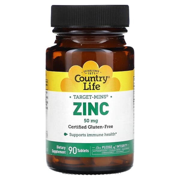 Country Life, Target-Mins, Zinc, 50 mg, 90 Tablets