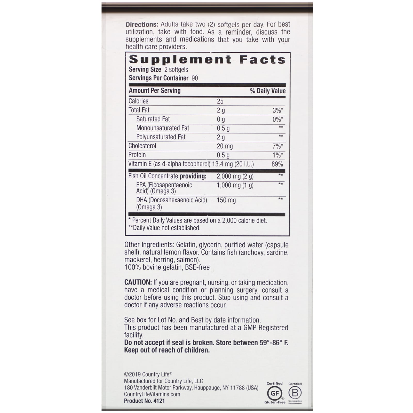 Country Life, Omega 3 Mood, Natural Lemon, 180 Softgels