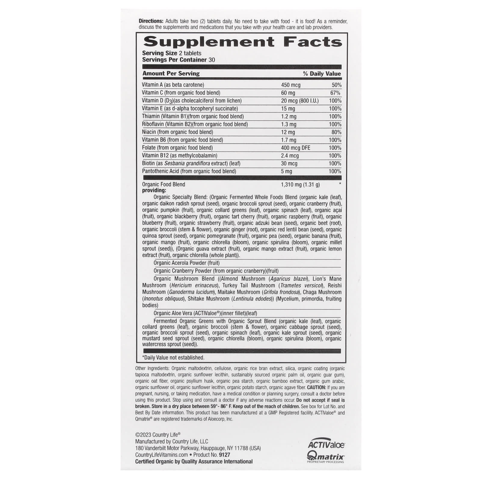 Country Life, Realfood Organics, Multivitamin For Women, 60 Easy-to ...
