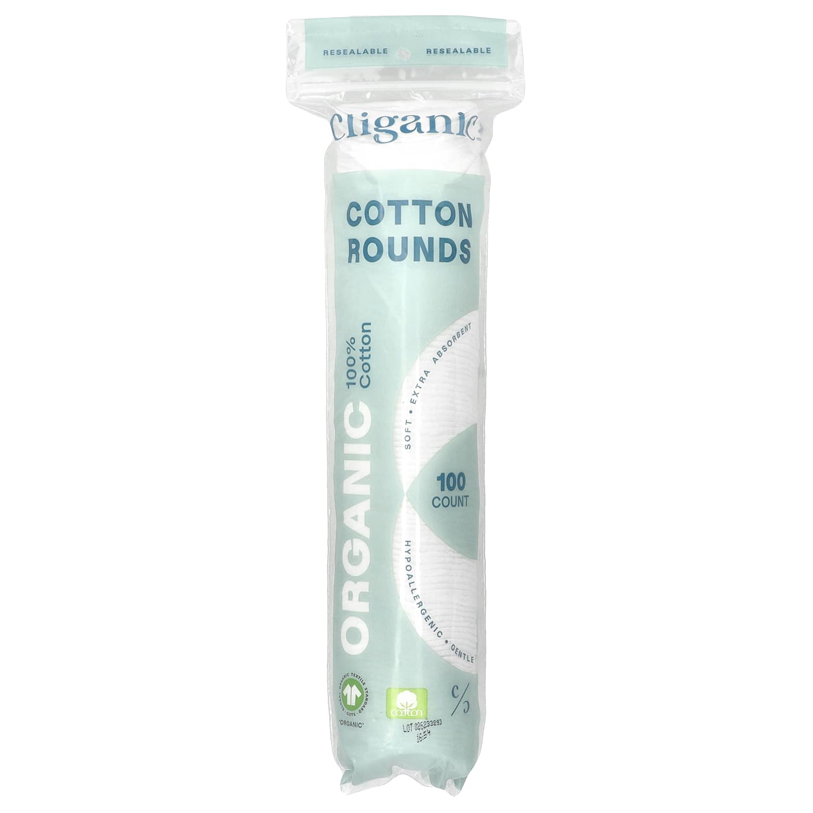 Cliganic, Organic Cotton Rounds, 100 Count