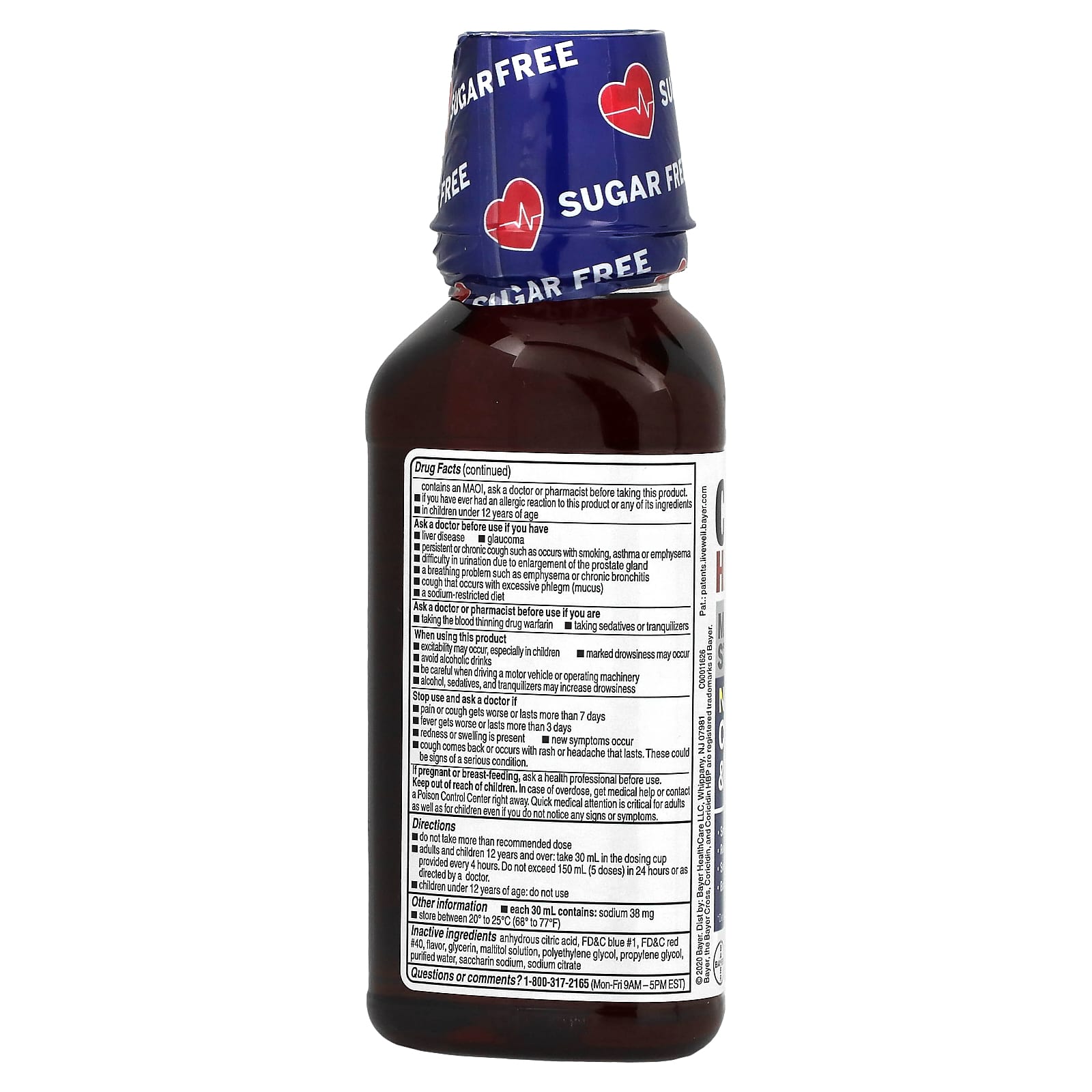 Coricidin HBP, Cold & Flu, Night, Maximum Strength, Cherry, 12 fl oz ...
