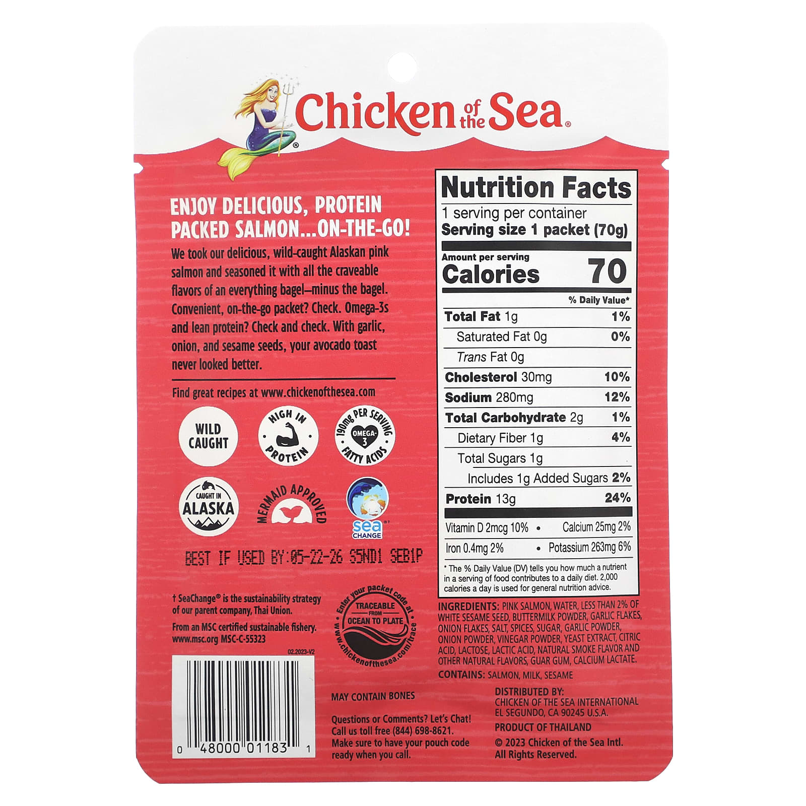 Chicken of the Sea, Wild Caught Alaskan Pink Salmon, Everything Bagel ...