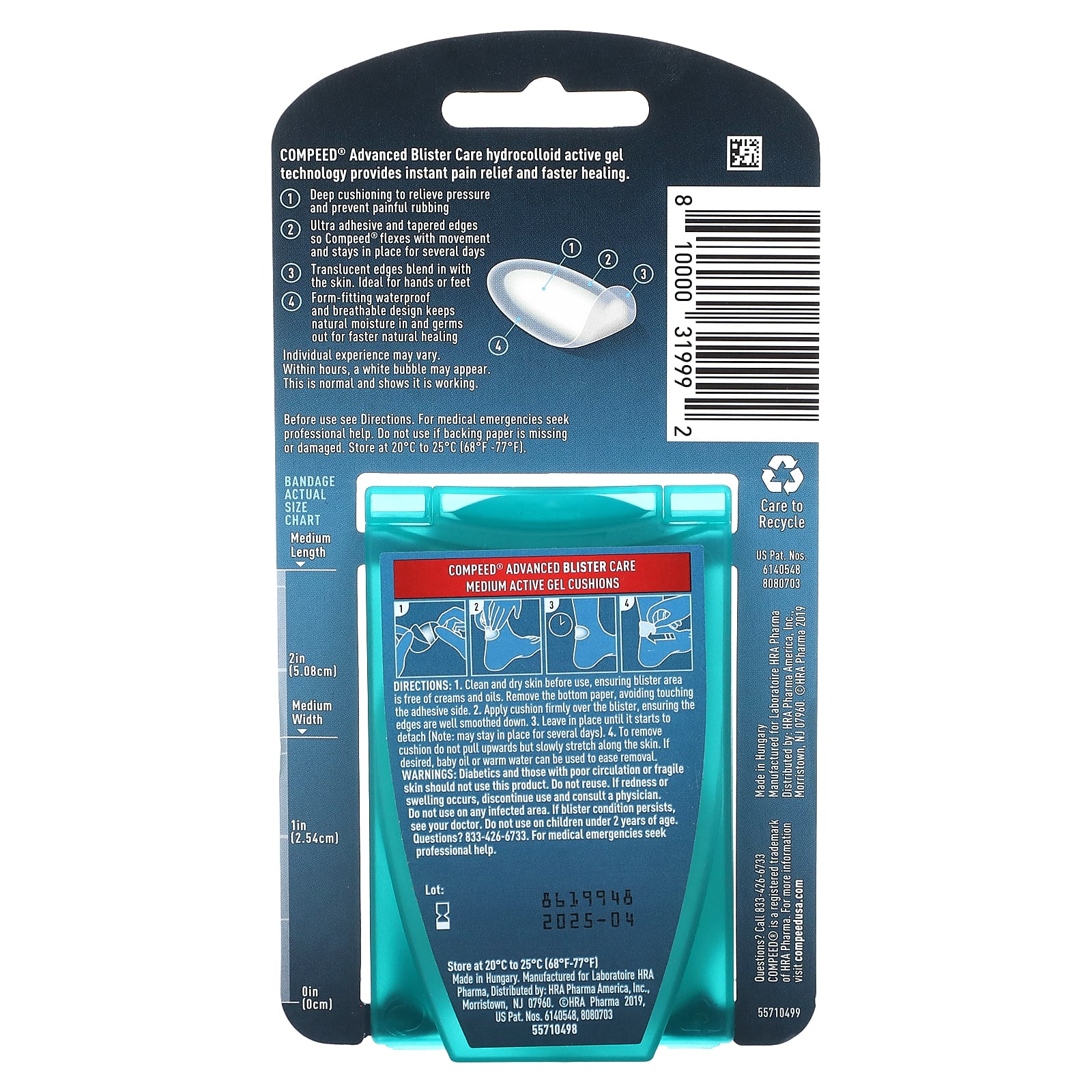 Compeed, Advance Blister Care, Medium, 10 Active Gel Cushions