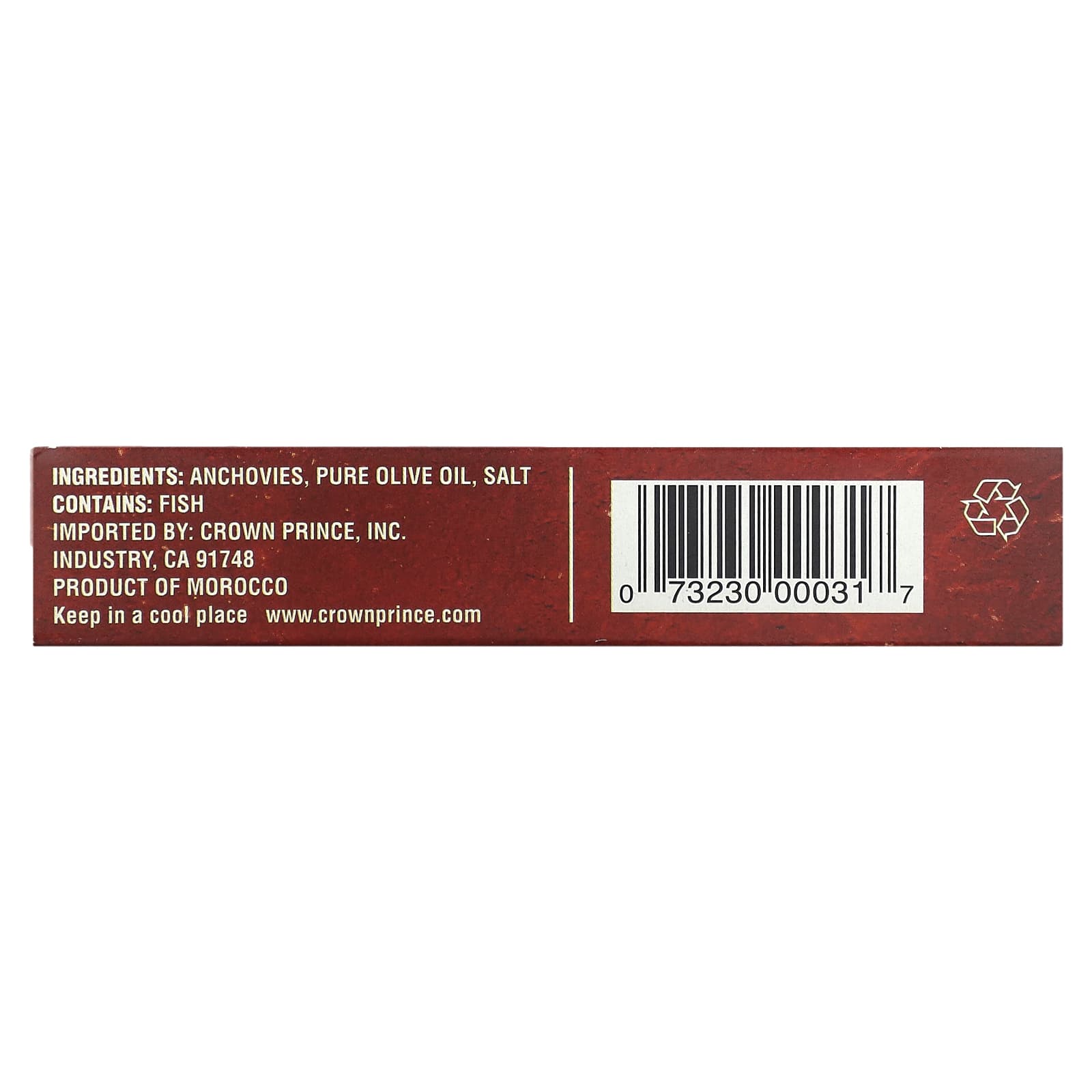 Crown Prince Natural, Flat Anchovies, In Pure Olive Oil, 2 oz (56 g)