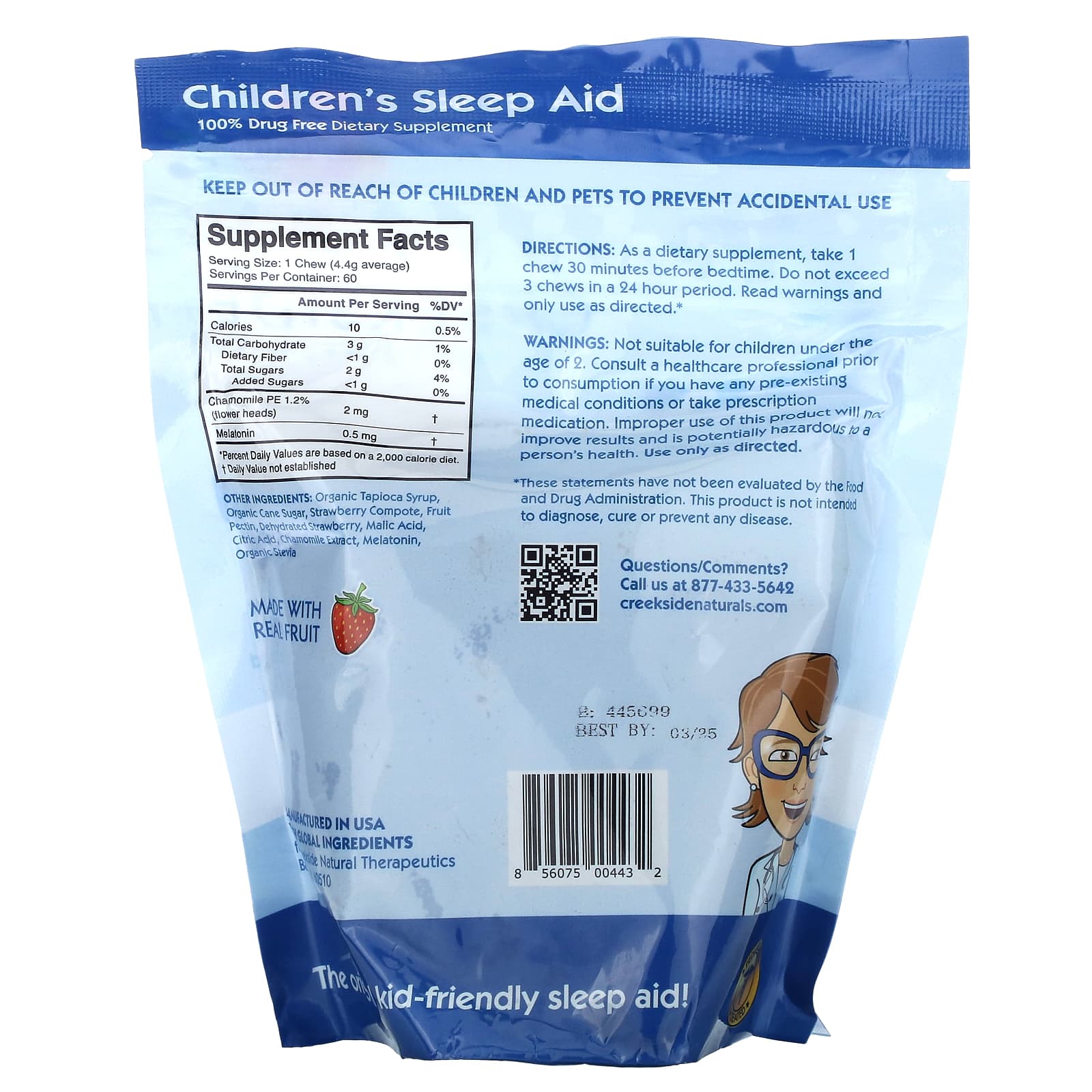 Creekside Natural Therapeutics, Children's Sleep Aid, Strawberry, 60 ...