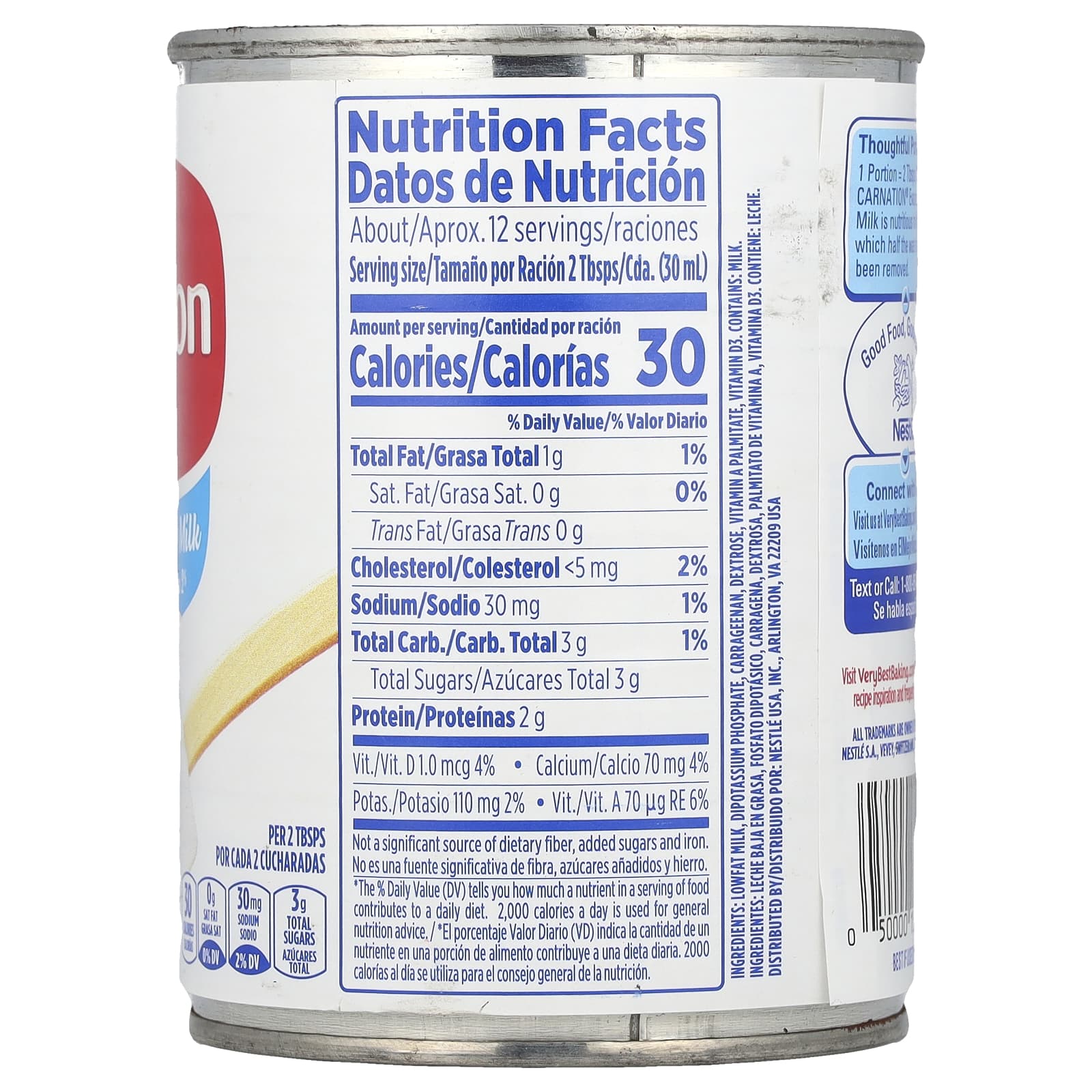 Carnation Milk, Evaporated Lowfat 2% Milk, 12 fl oz (354 ml)