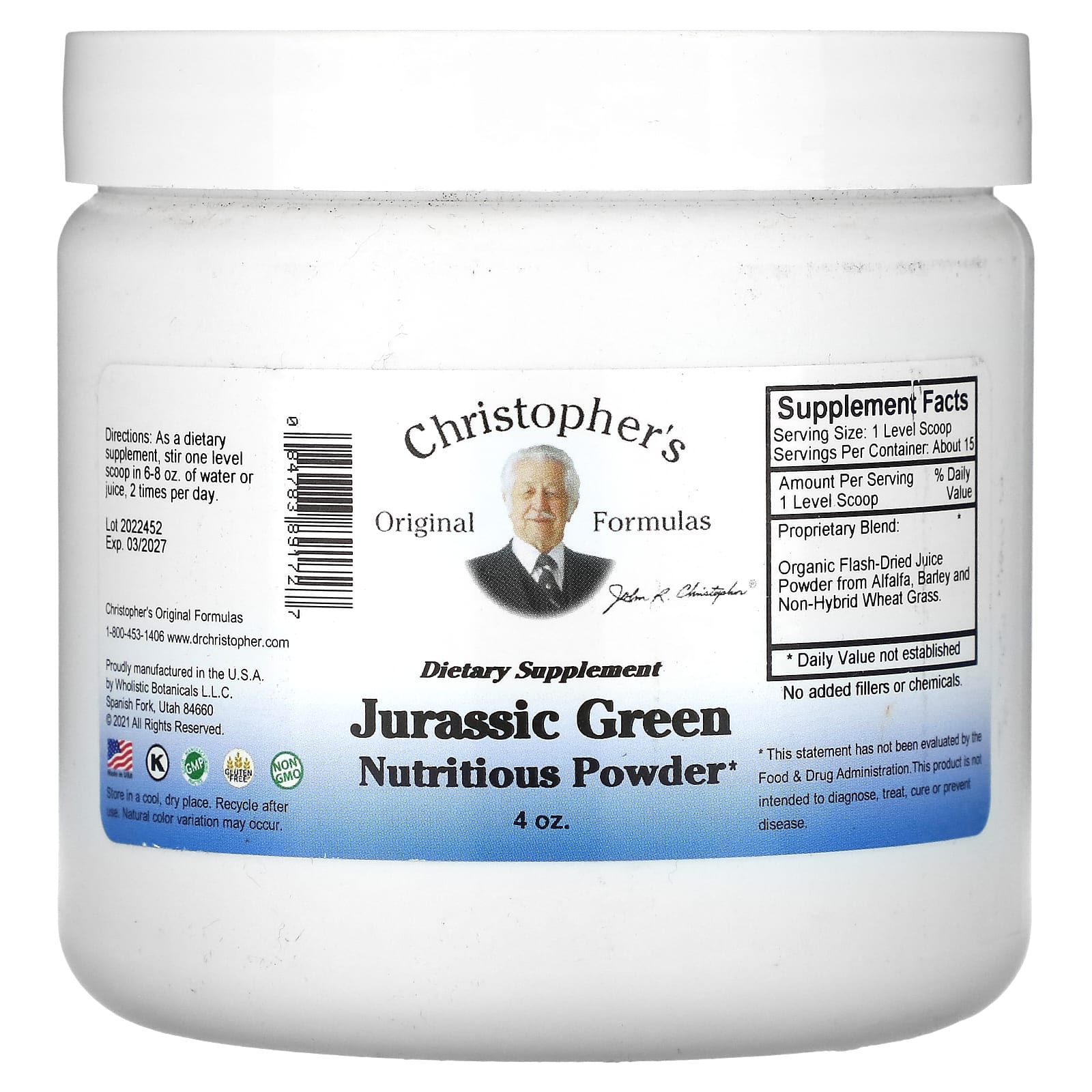 Christopher's Original Formulas, Jurassic Green, Nutritious Powder, 4 oz