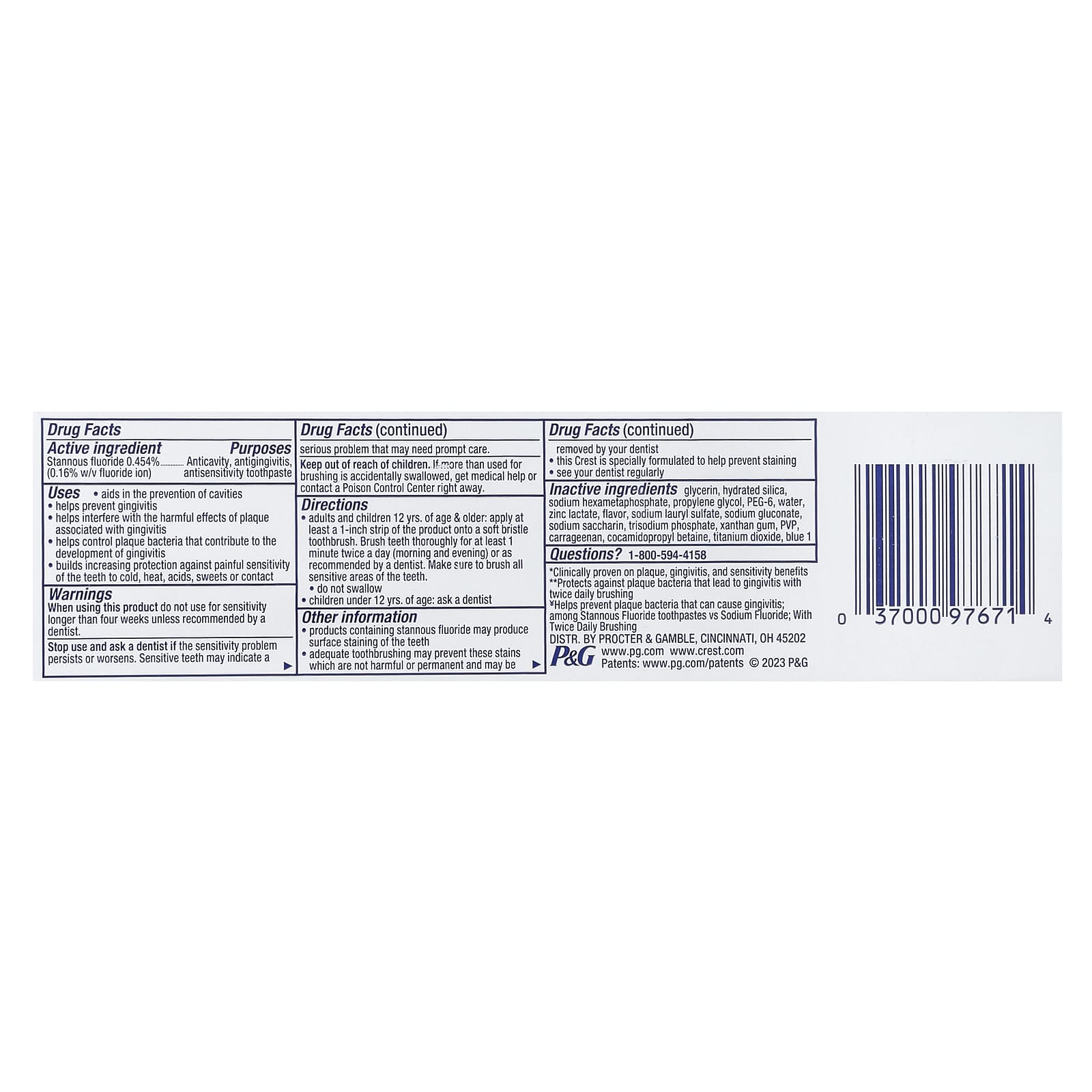 Crest, Pro-Health Advanced, Fluoride Toothpaste, Sensitive Relief, 5.1 ...