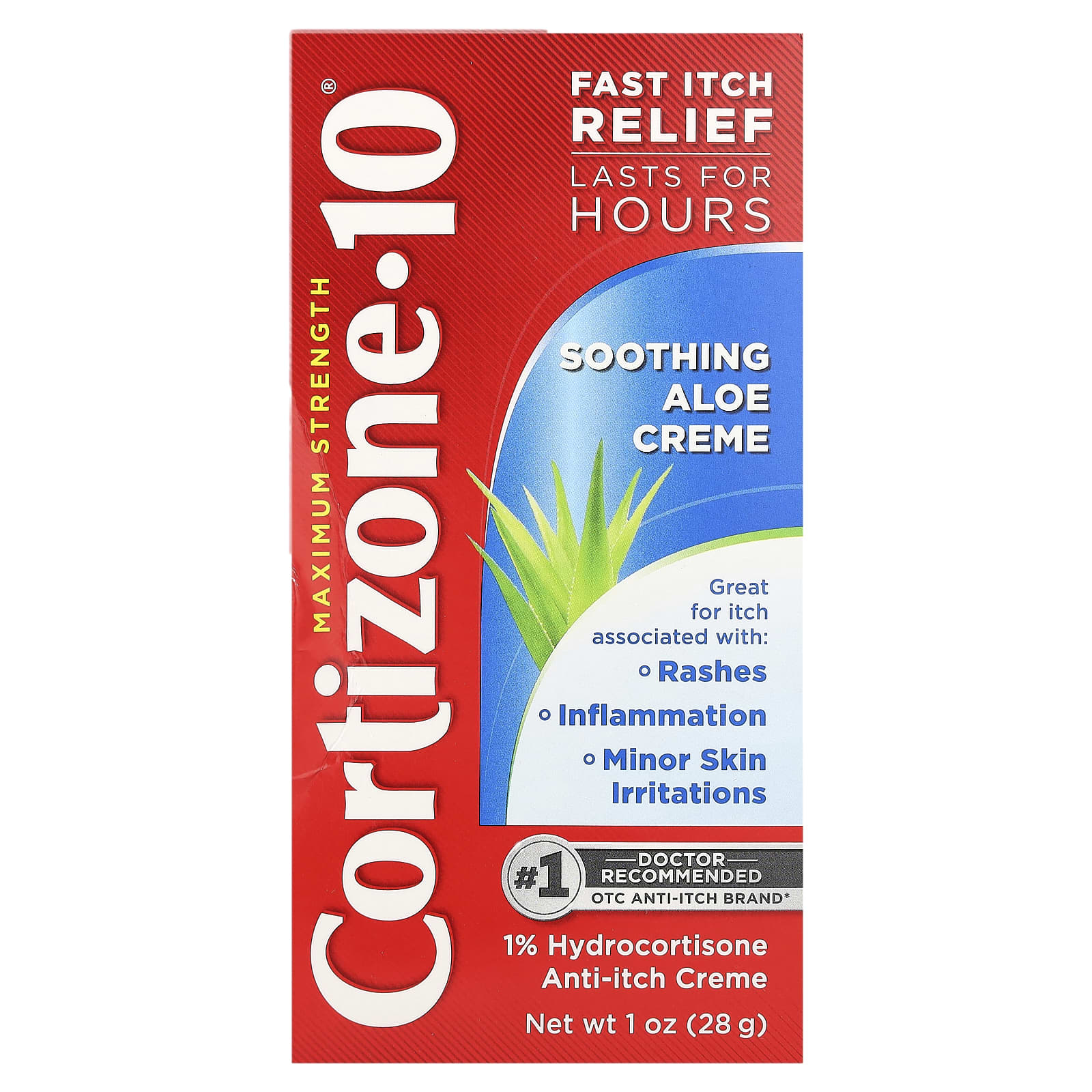 Cortizone 10, Maximum Strength, Soothing Aloe Creme, 1 oz (28 g)