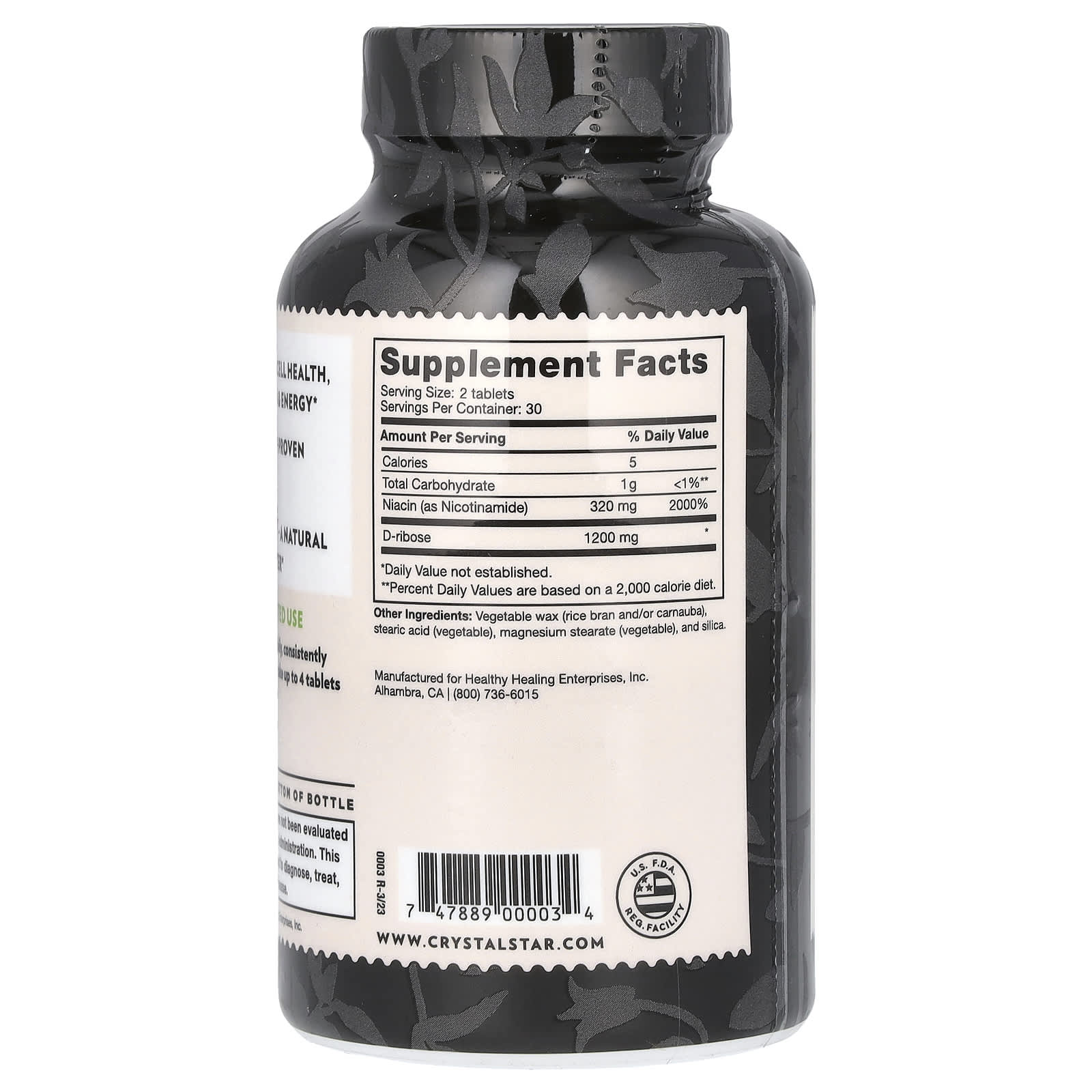 Crystal Star, NAD+, 60 Vegetarian Sustained-Release Tablets