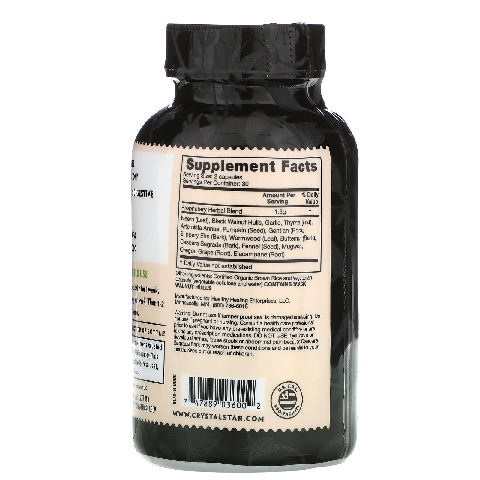 Crystal Star, Para Purge, 60 Vegetarian Capsules